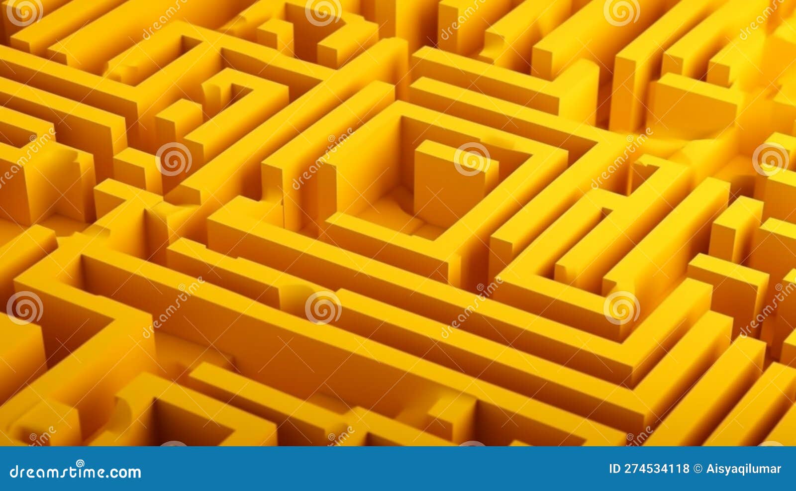 Illustration of a 3D Blurred Yellow Maze Image in an Isometric Angle ...