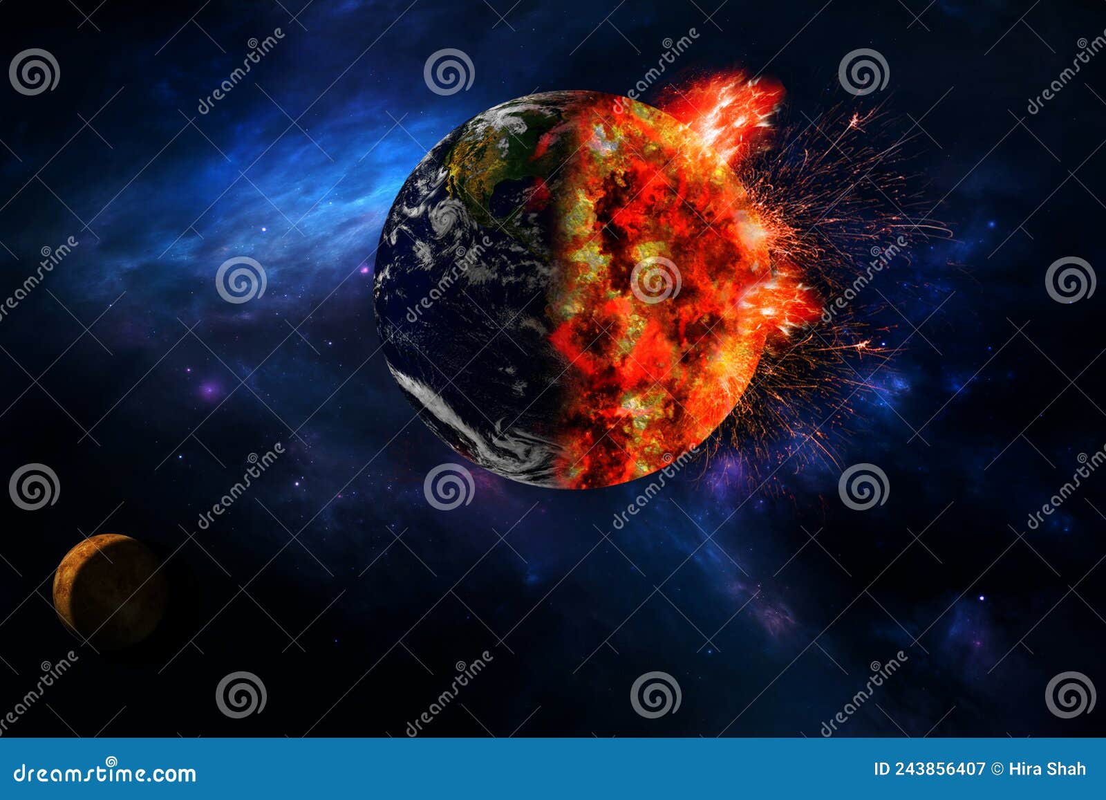 Abstract Apocalyptic Background - Burning and Exploding Planet . View ...