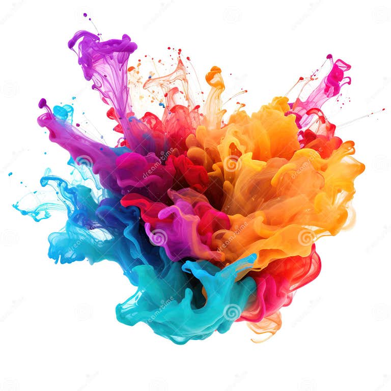 Abstract Background, Exploding Paint. Quick Shot Isolated on White ...