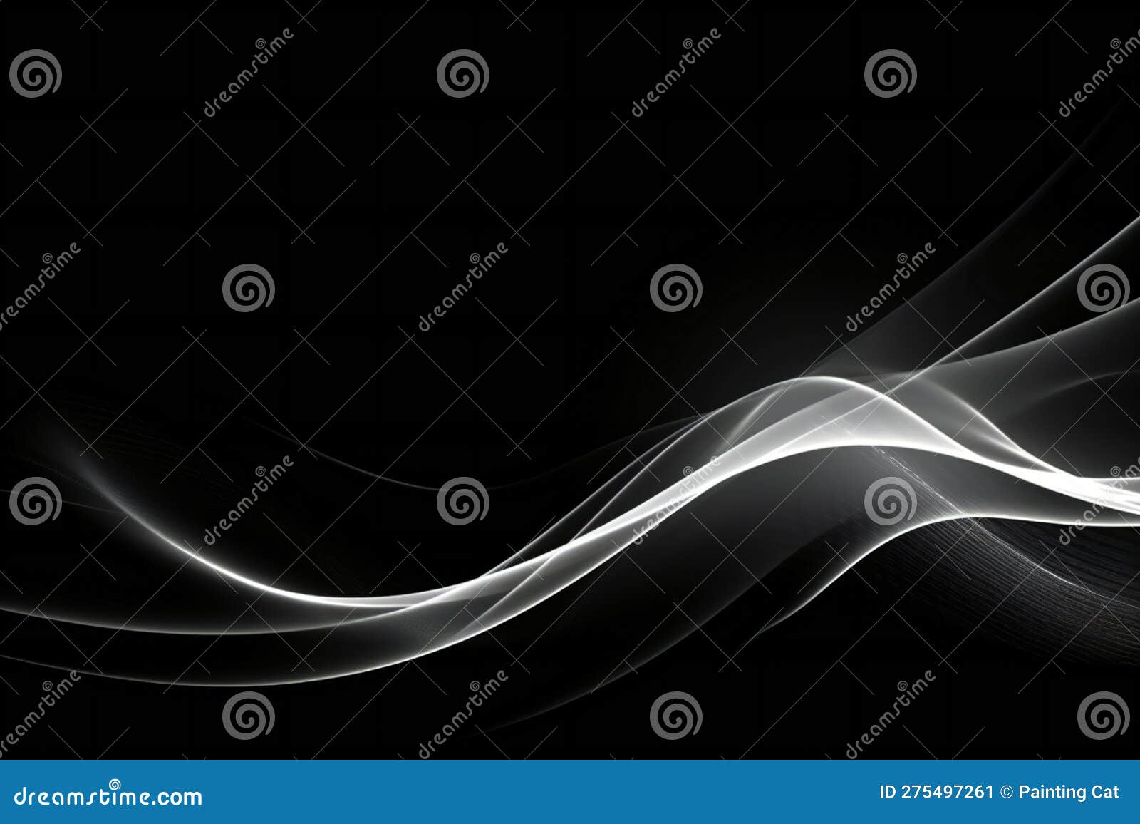 Abstract Background with a Glowing Abstract Waves, Black and White ...