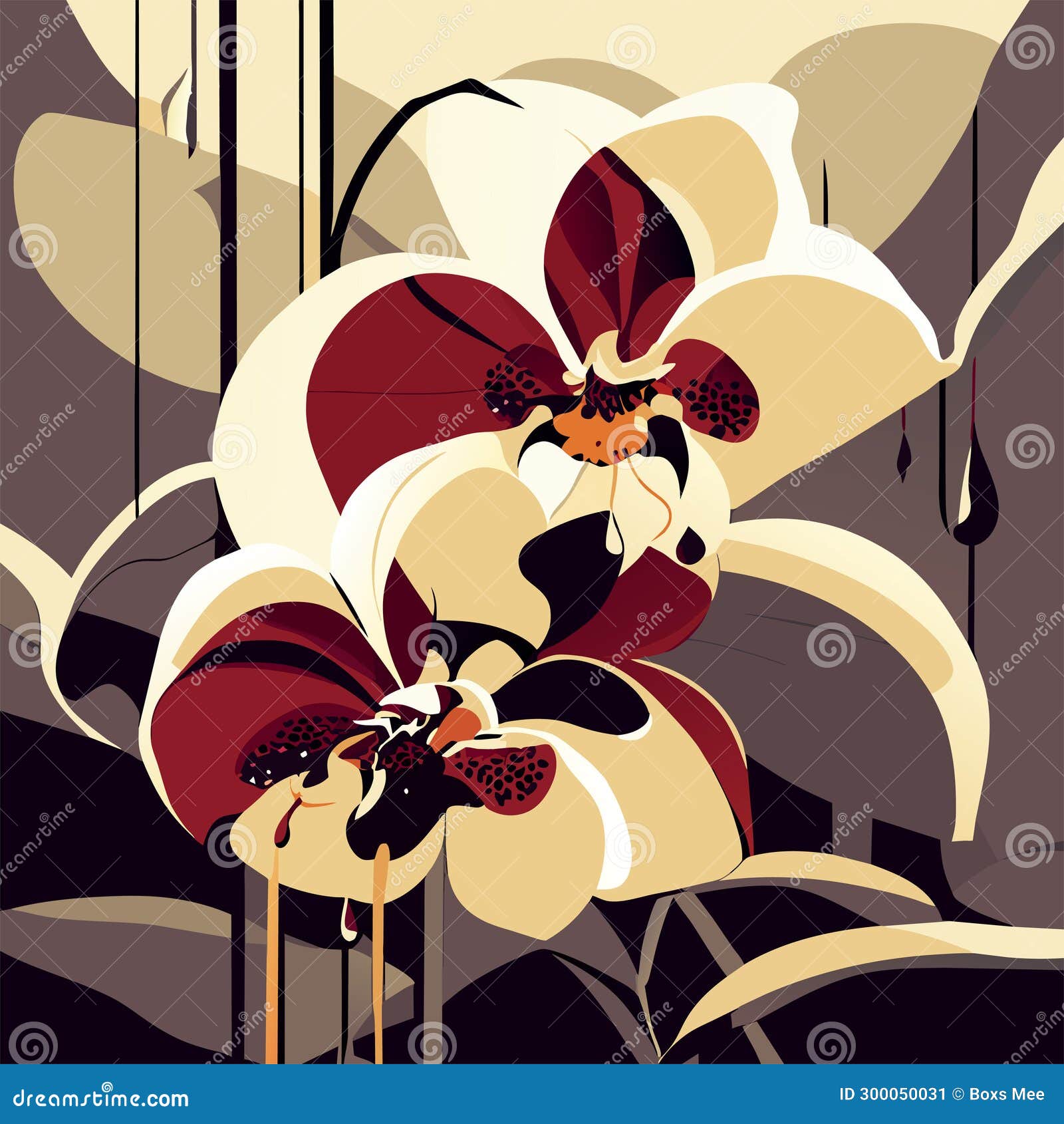Illustration of an Abstract Background with Orchids in a Modern Style ...