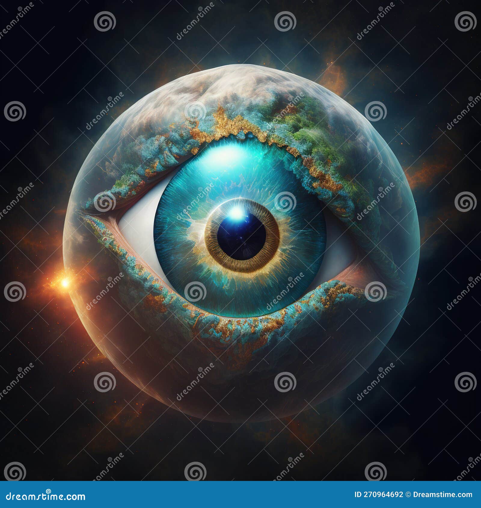 Illustration Abstract Big Eye and Planet Earth Stock Illustration ...