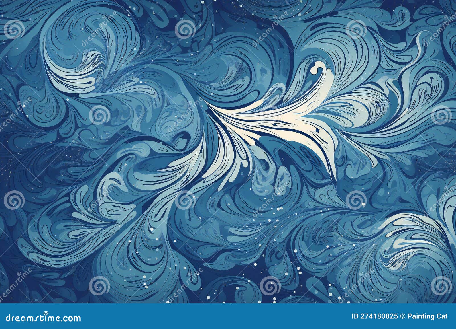 Abstract Blue Background with Swirls and Splashes Stock Illustration ...