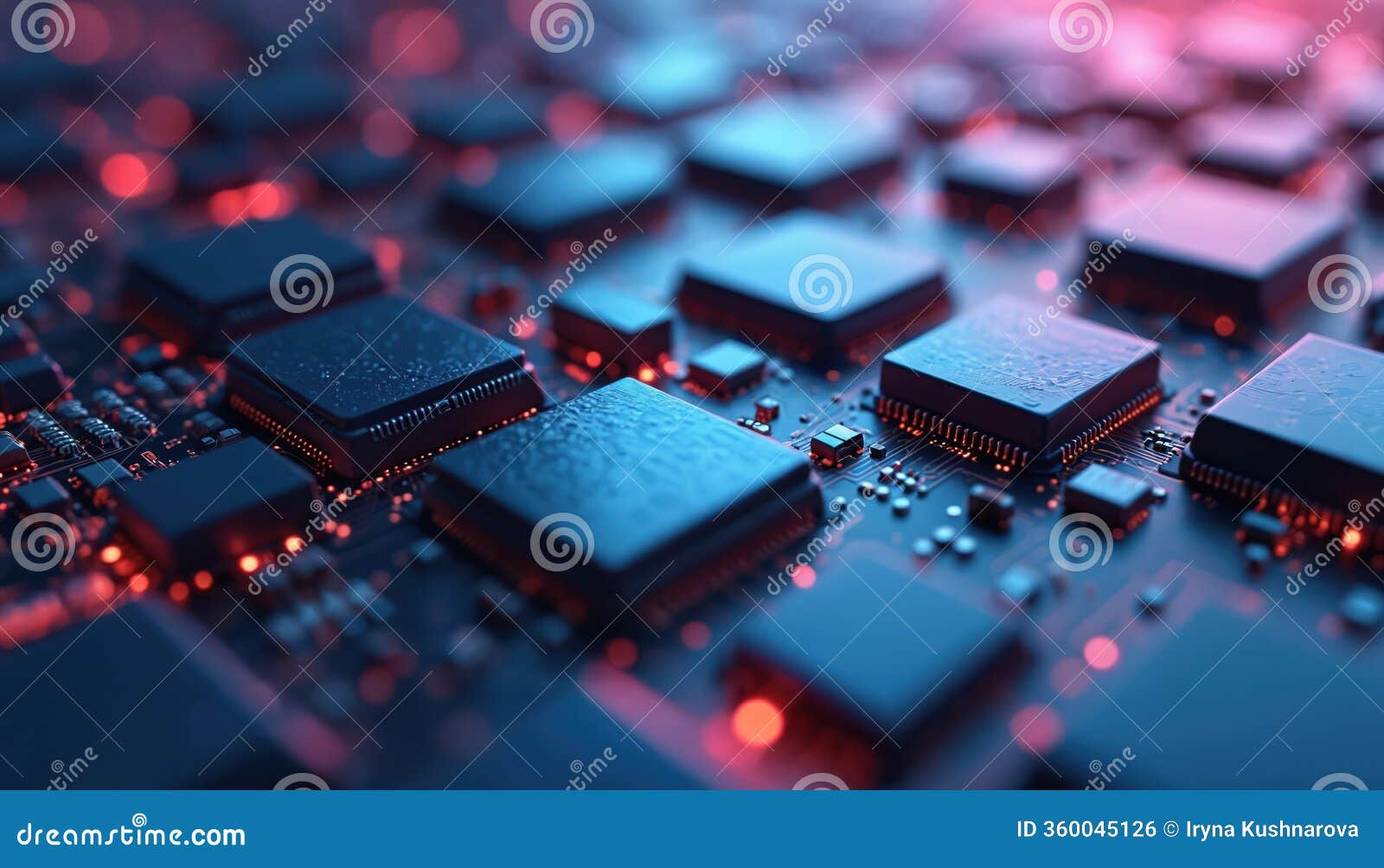 Illustration of Abstract Blue Circuit Board with Microchips ...
