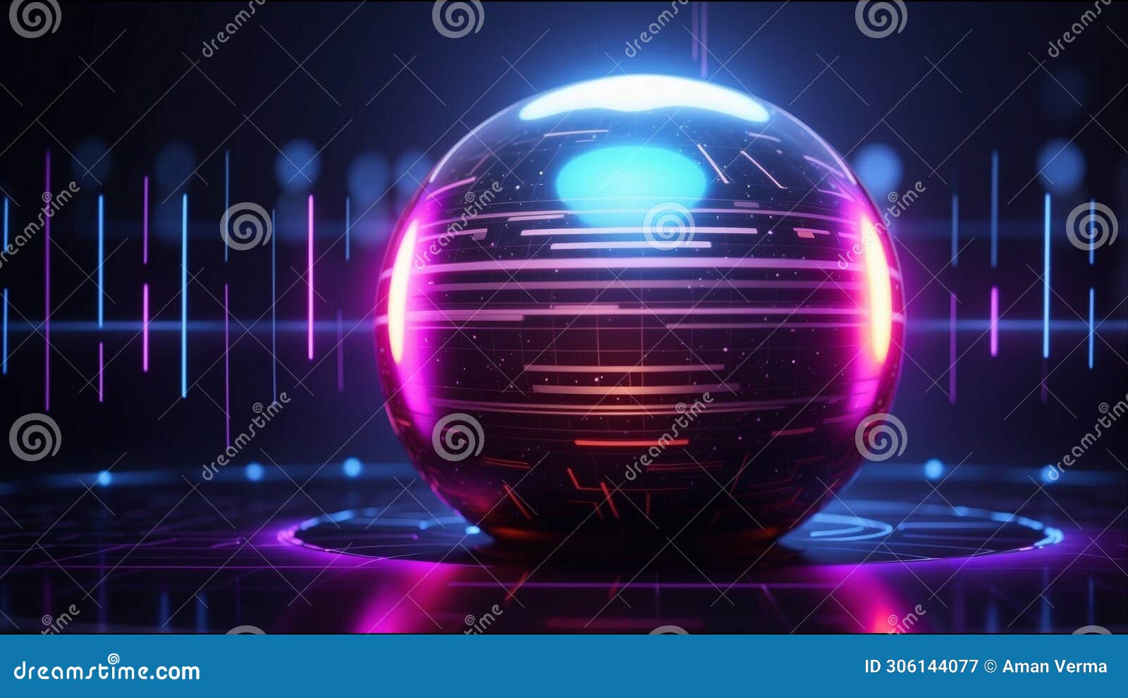 Abstract Concept of a Sci-fi Metallic Sphere Cyborg Robot on a Sci-fi ...