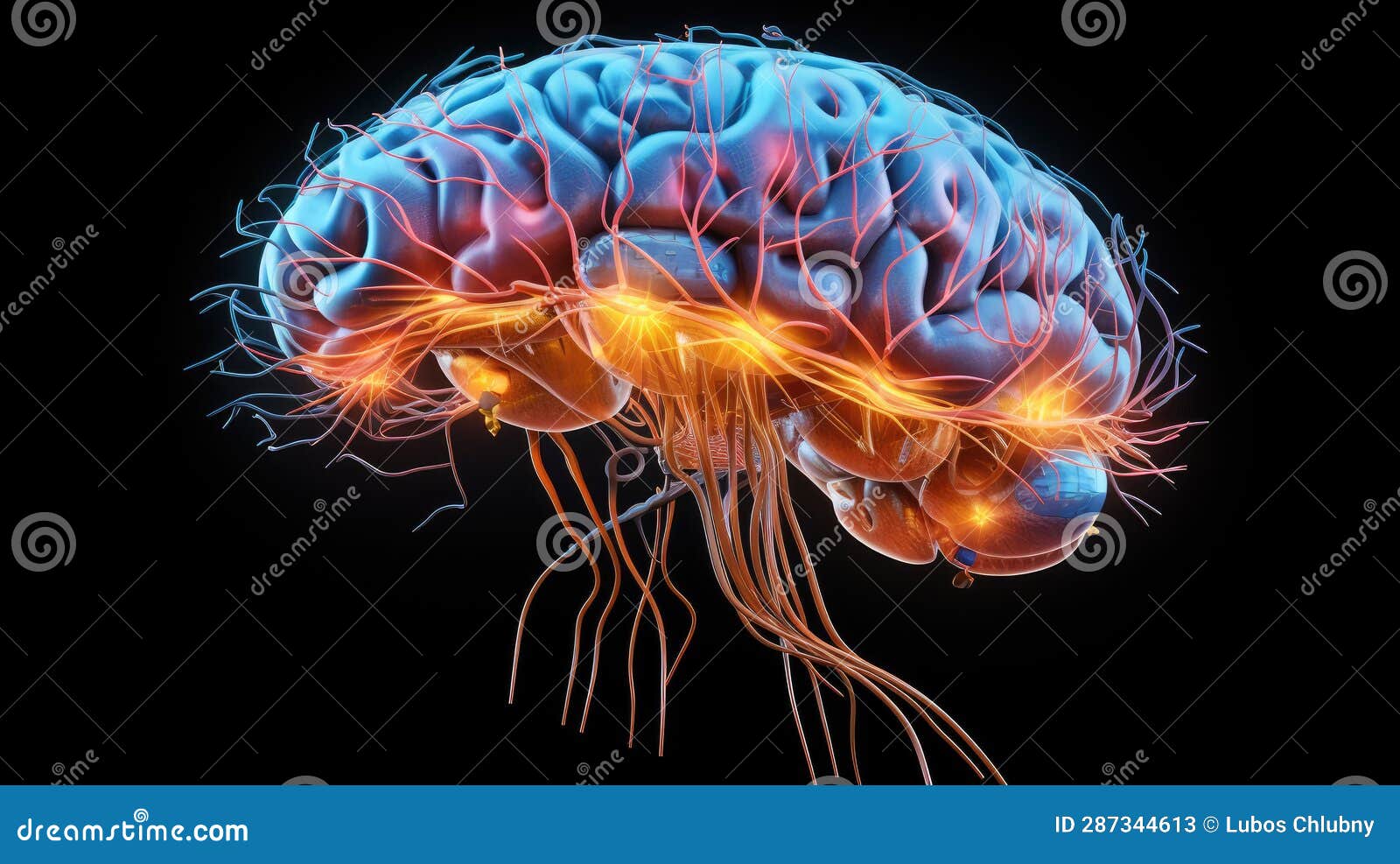 Illustration of an Abstract Digital Human Brain Stock Illustration ...