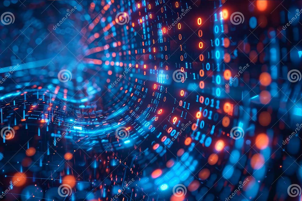 Illustration of Abstract Digital Patterns Intertwining with Binary Code Representing the Move ...