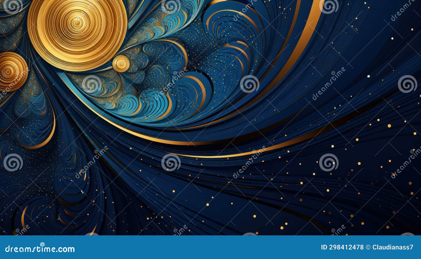 Illustration of an Abstract Elegant Gold and Blue Abstract Pattern ...