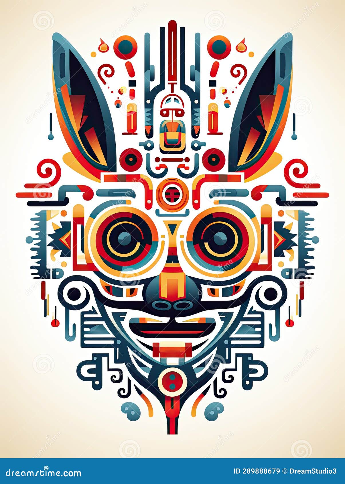 Illustration of Abstract Ethnic Patterned Rabbit Head for Your Design ...