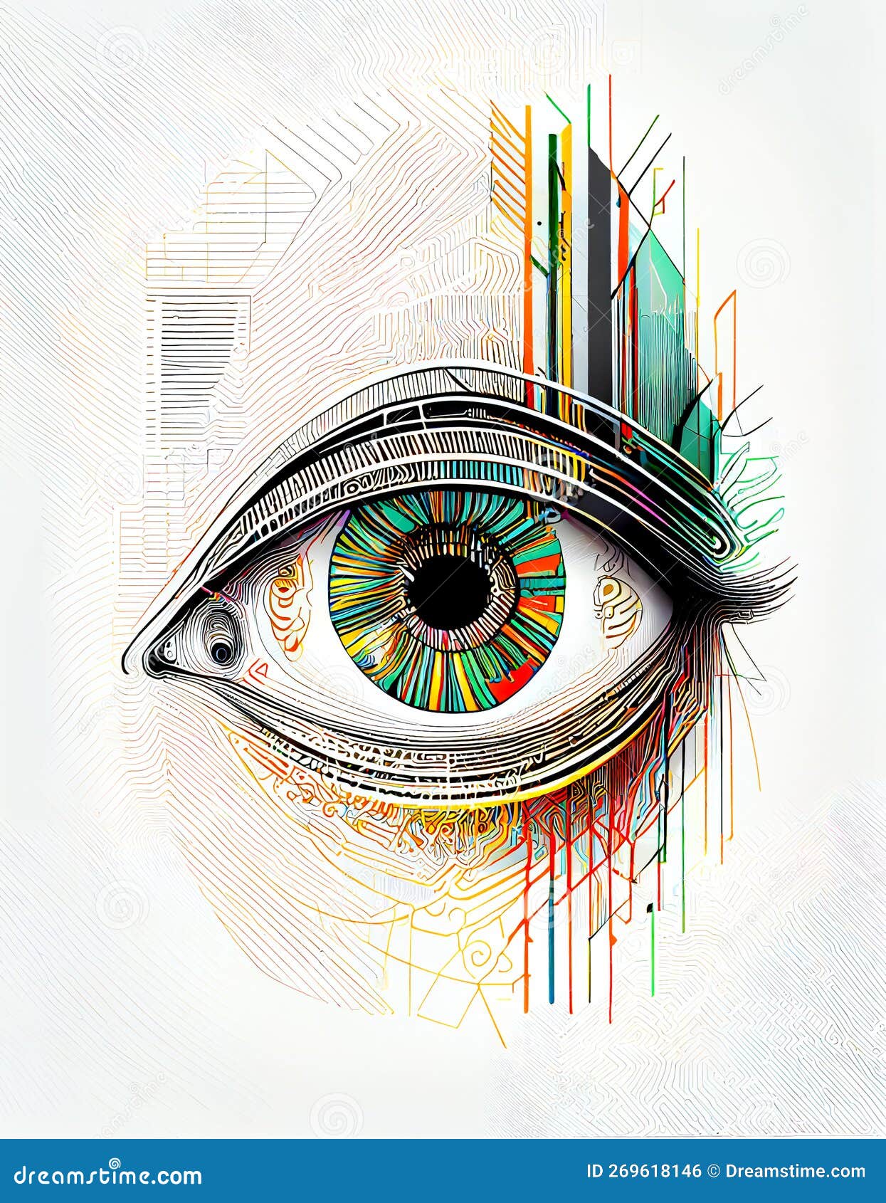 An Illustration of Abstract Eye Design with Circuit Lines, Technology ...