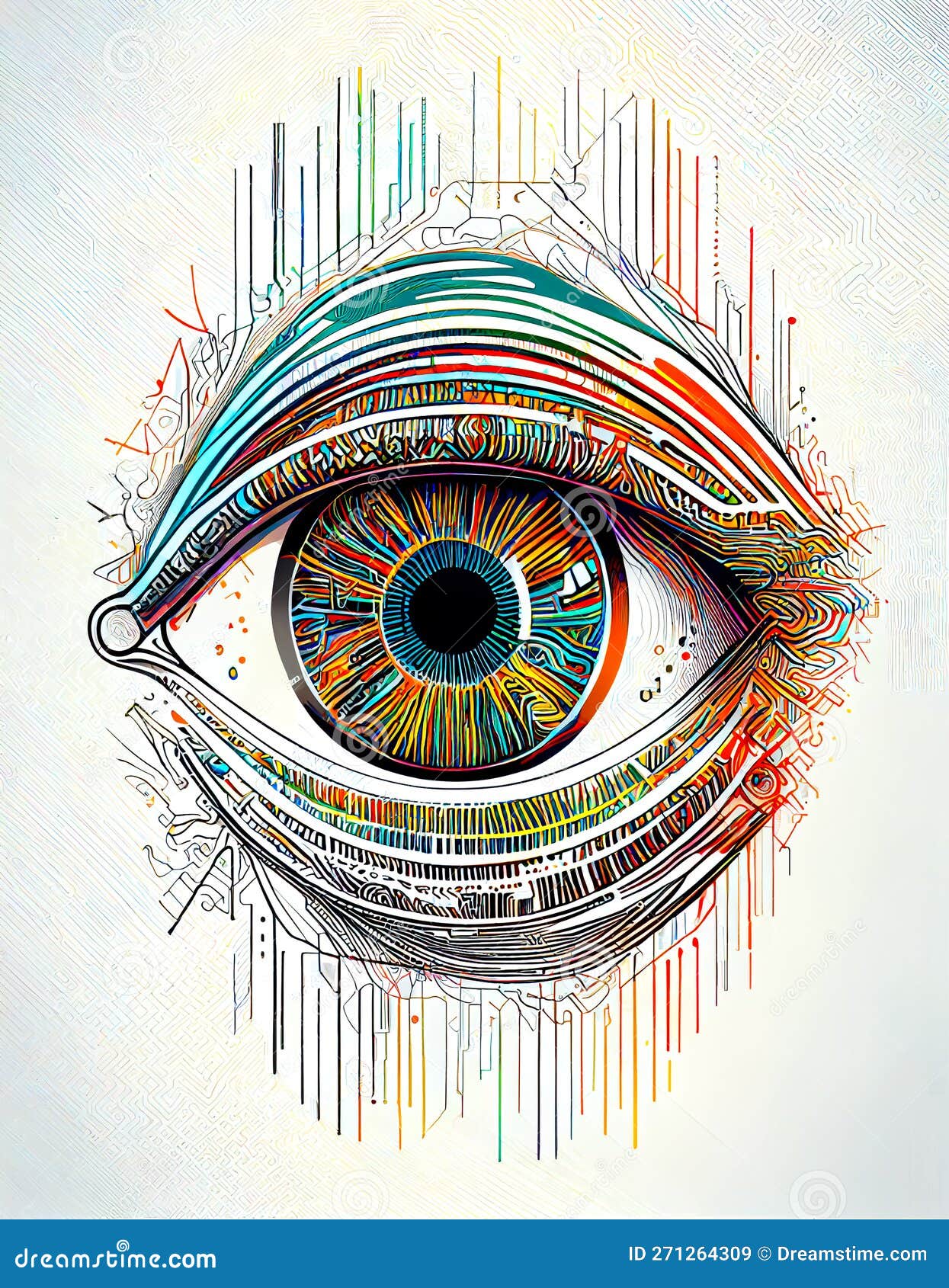 An Illustration of Abstract Eye Design with Circuit Lines, Technology ...