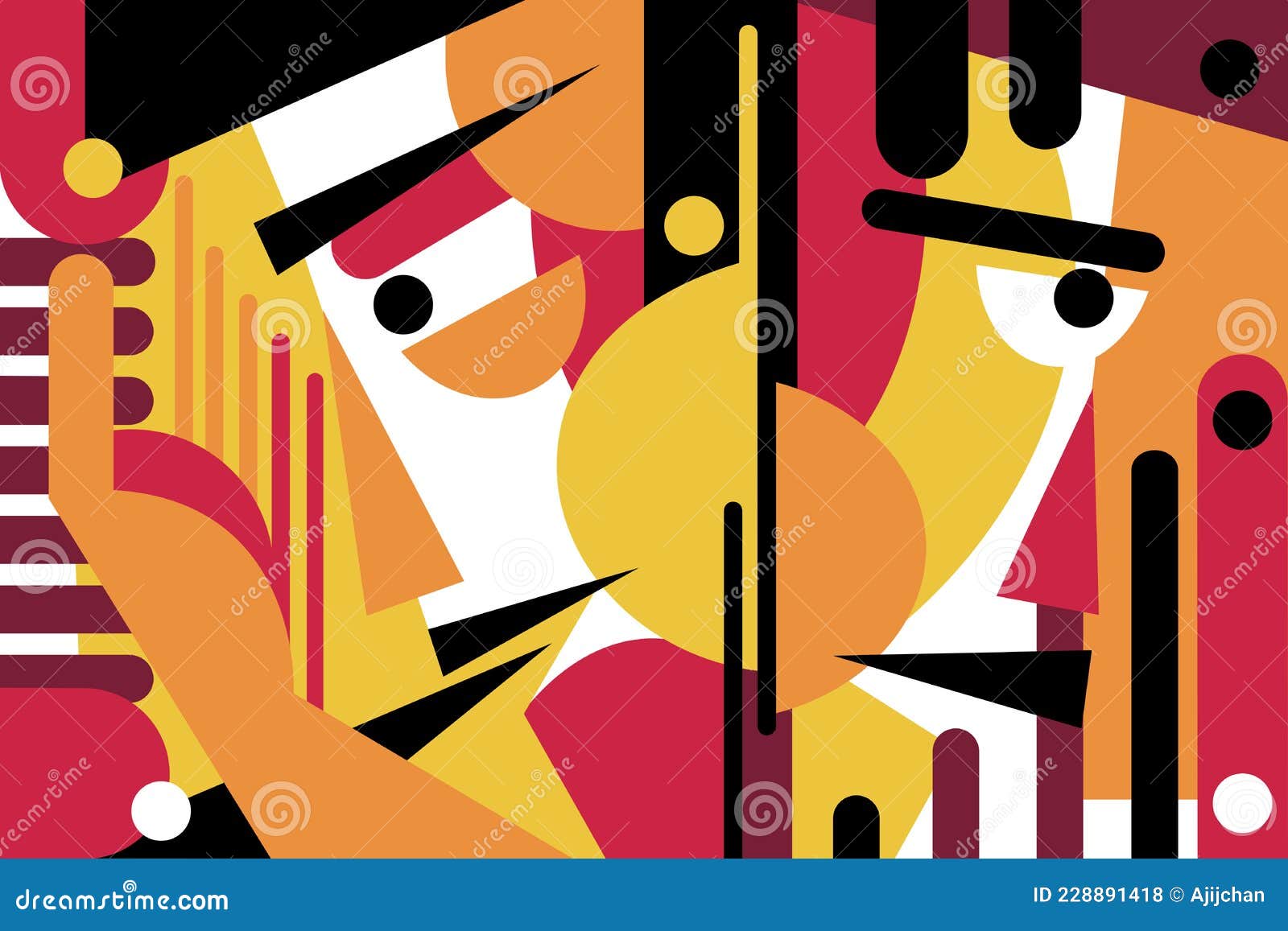 Abstract faces and shapes stock vector. Illustration of modern - 228891418