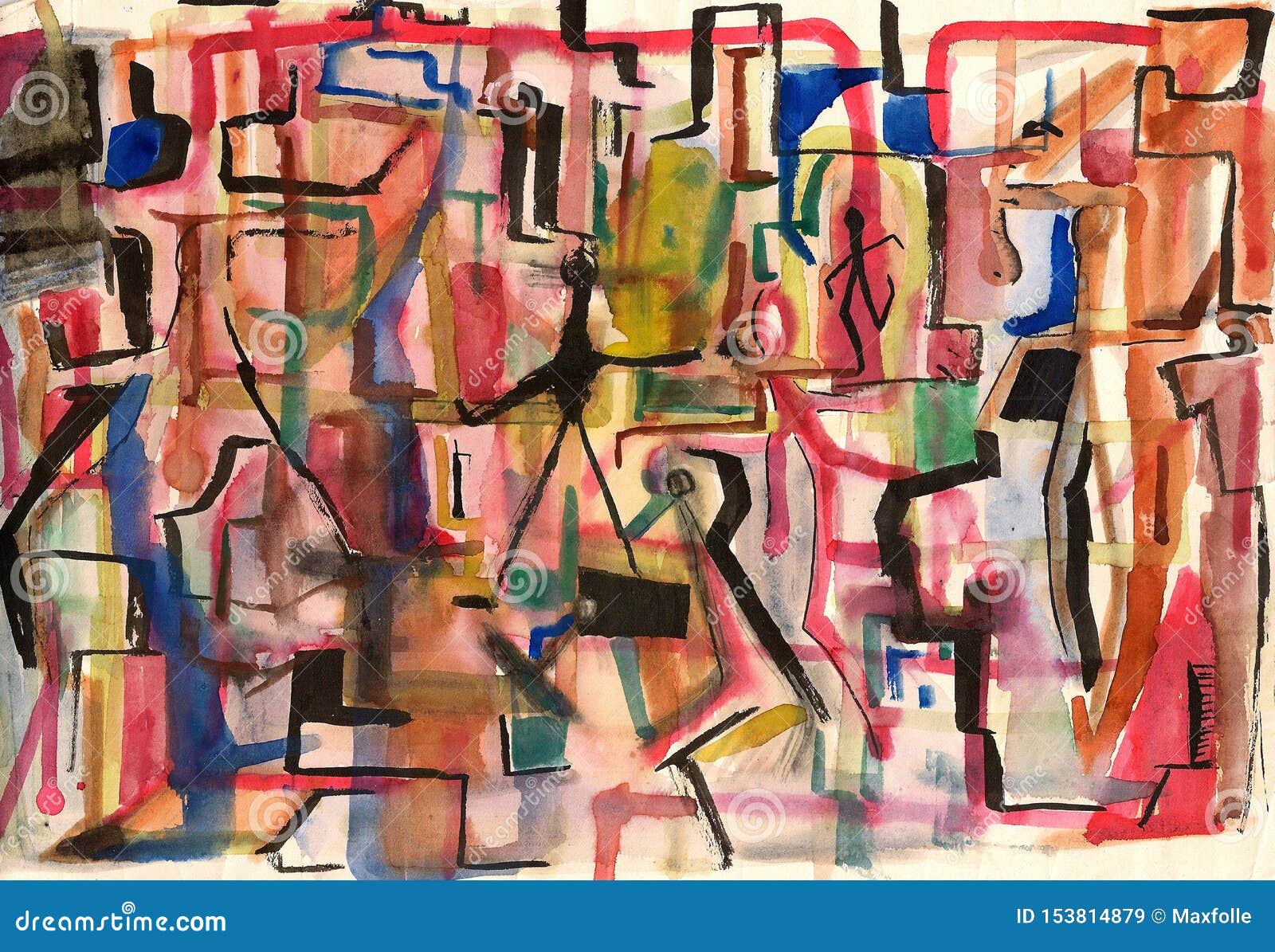 Illustration with Abstract Figures and Sketches Stock Illustration ...