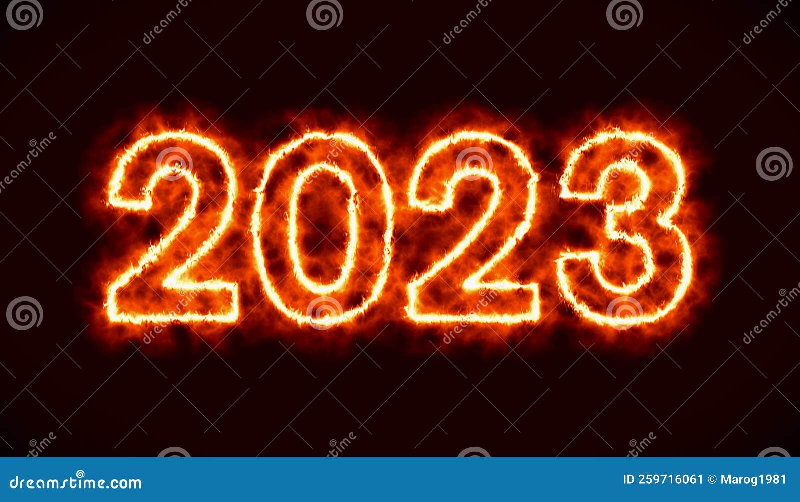 Illustration of Abstract Fire of the Numbers 2023 - Represents the New ...