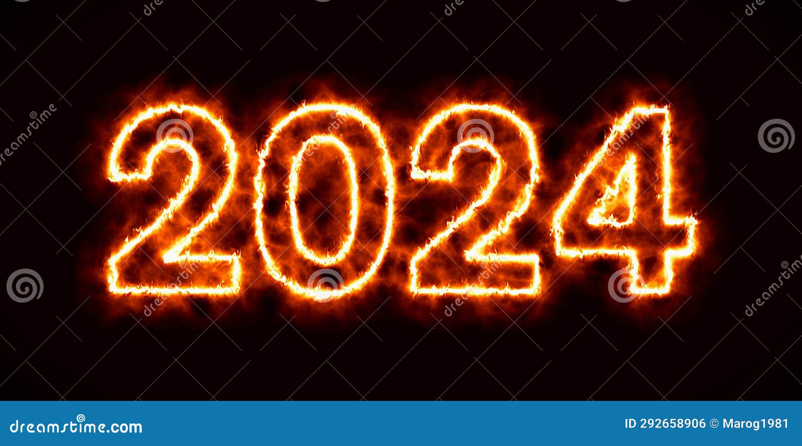 Illustration of an Abstract Fire with the Year 2024 - Represents the ...