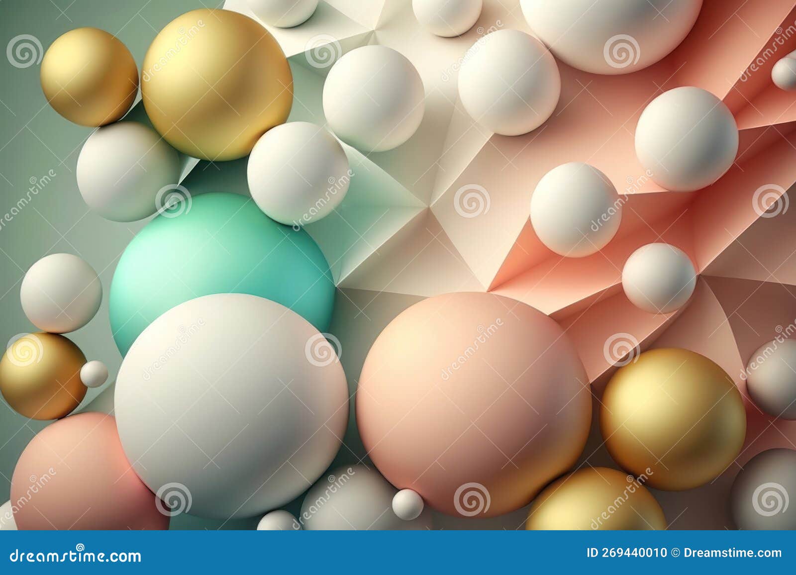 Illustration of an Abstract Geometry of Balls in Pastel Colors. AI ...