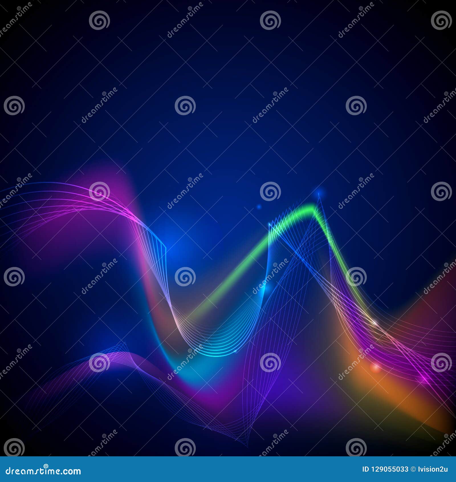 Illustration Abstract Glowing, Neon Light Effect, Wave Line, Wavy ...