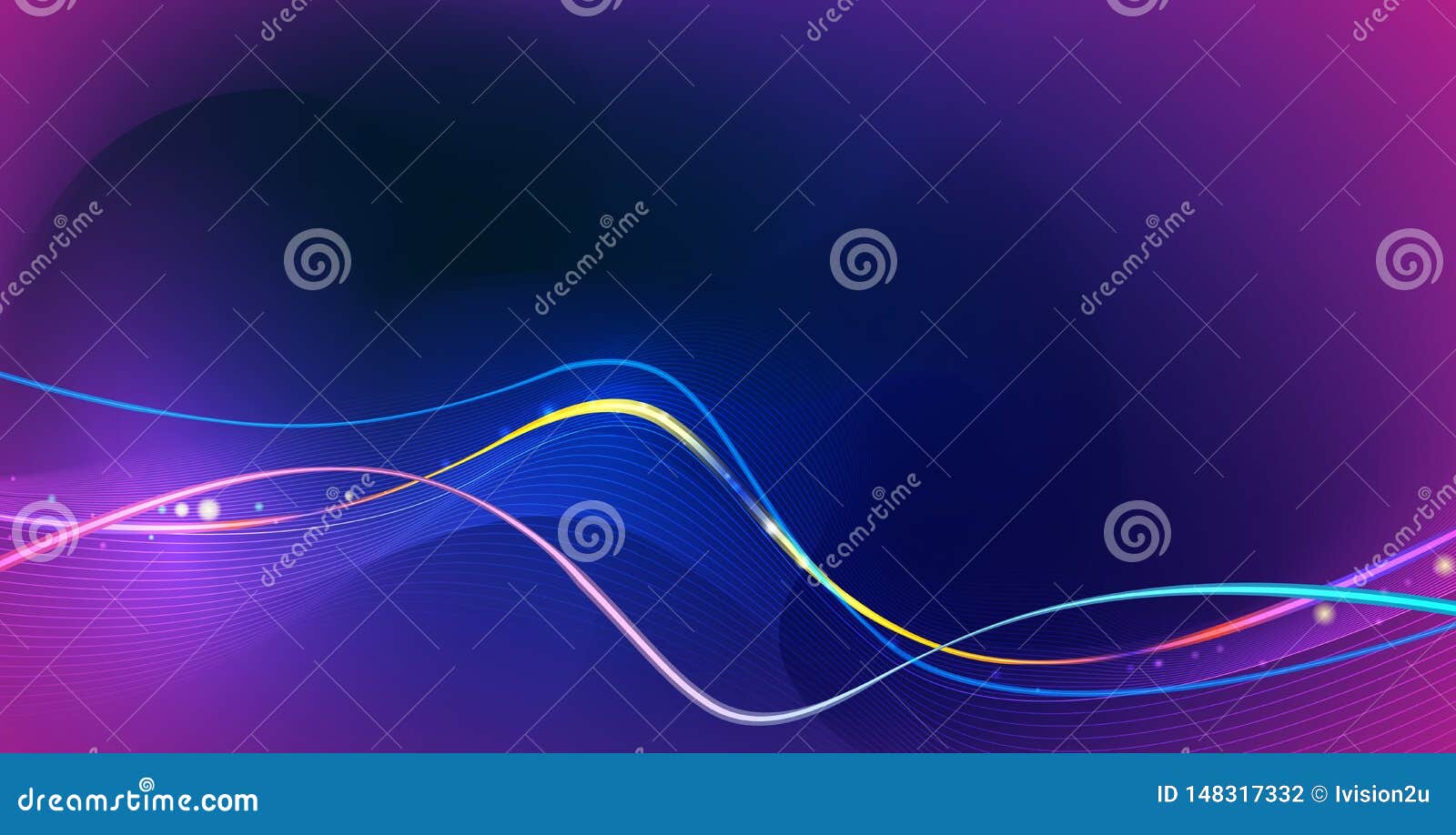 Illustration Abstract Glowing, Neon Light Effect, Wave Line, Wavy ...