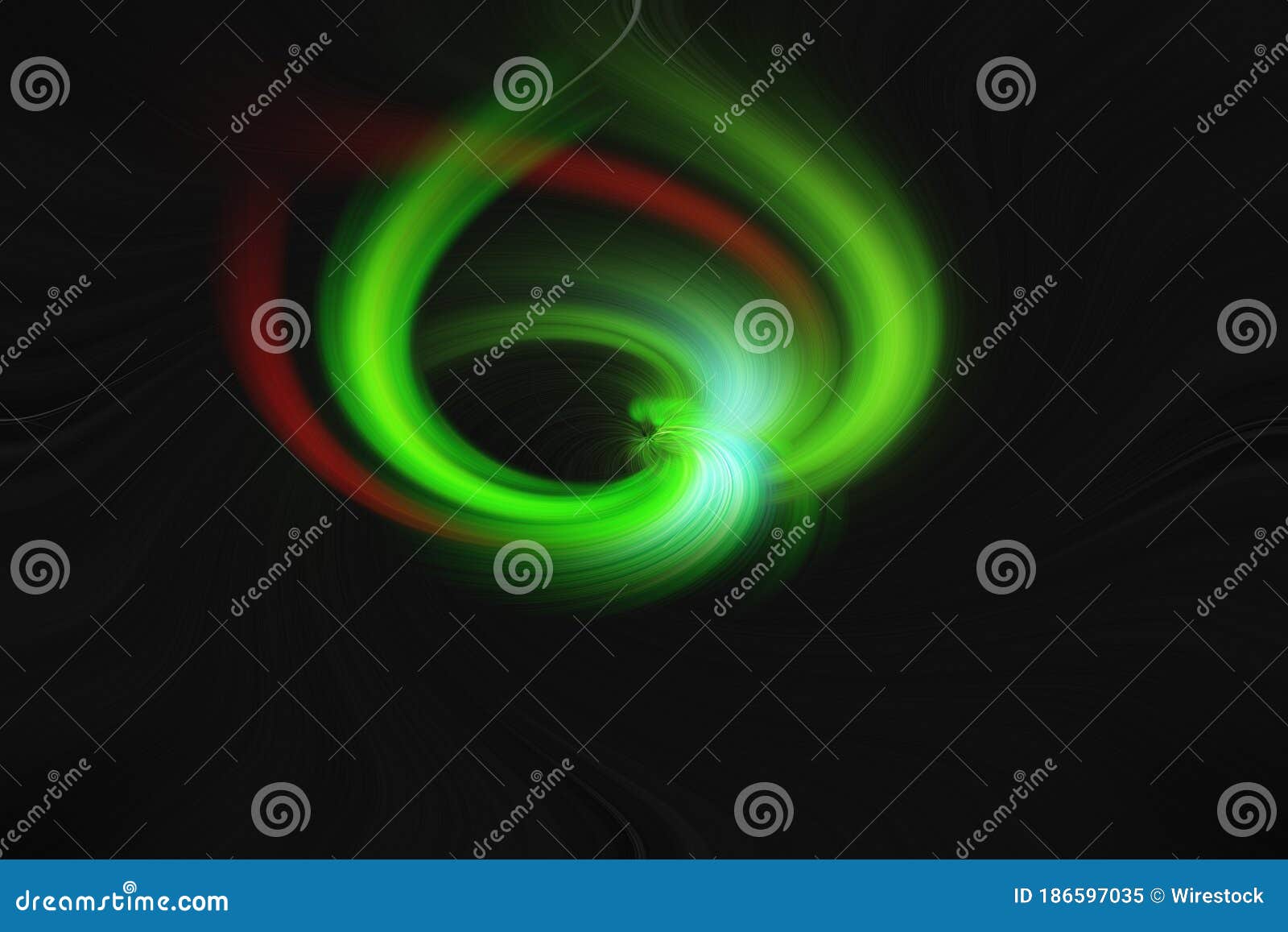 Illustration of Abstract Green and Red Swirl on a Black Background ...