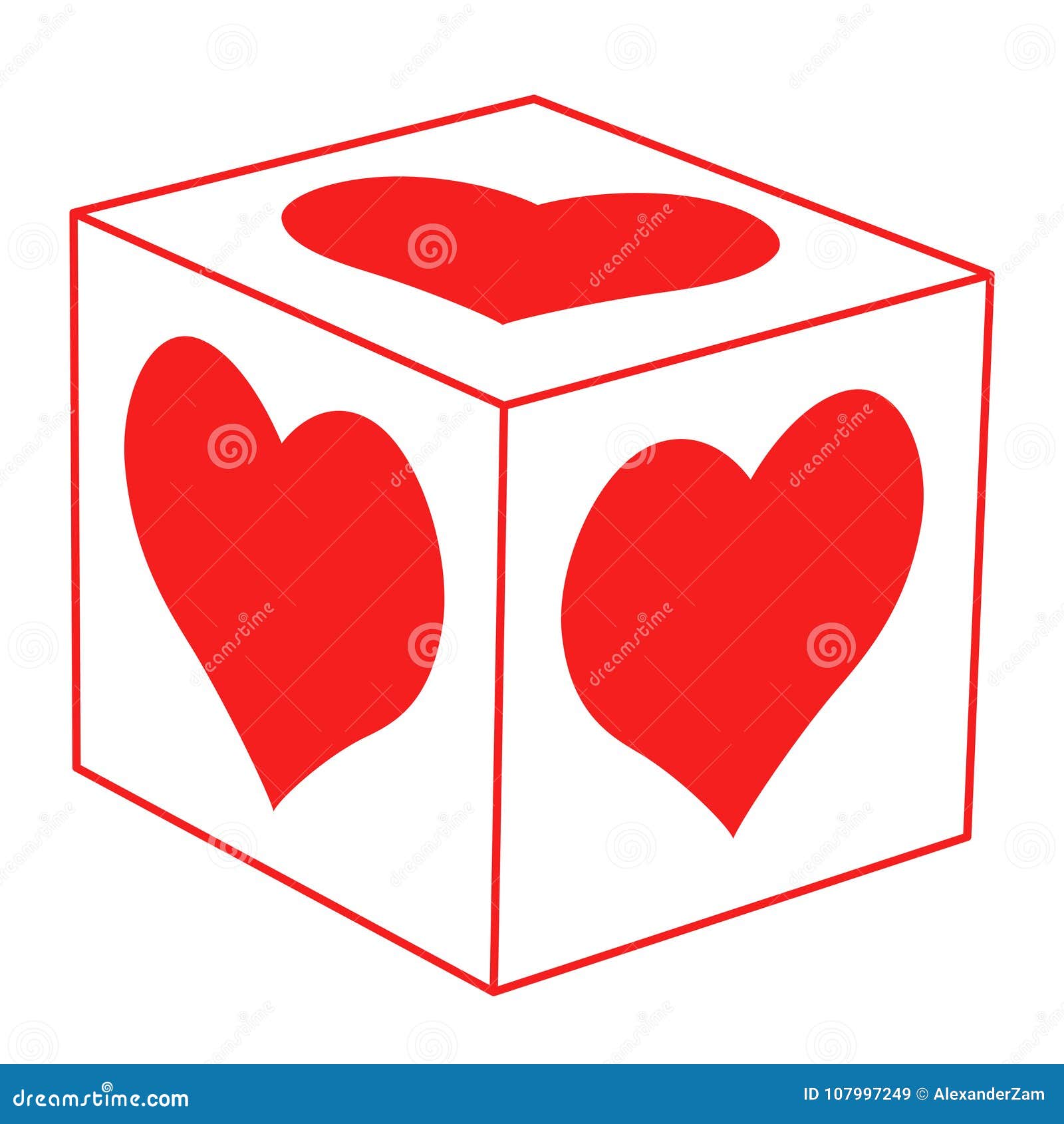 Abstract heart cube stock vector. Illustration of pink - 107997249