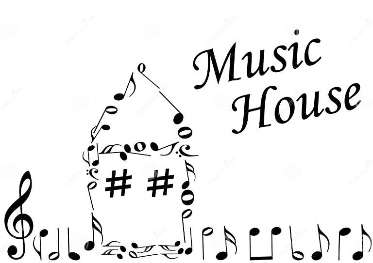 Illustration of an Abstract House with Music Notes Stock Vector ...