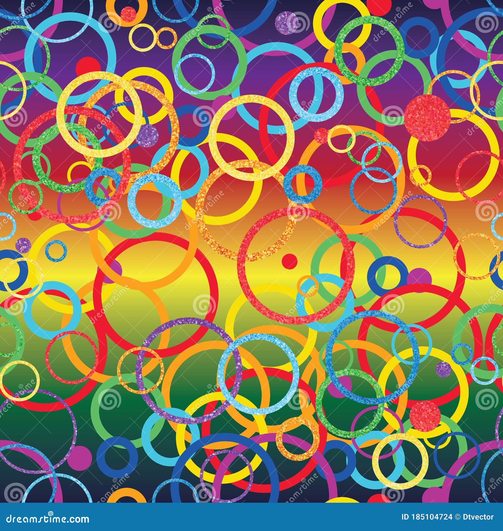 Circle Rainbow Glitter Out Seamless Pattern Stock Vector - Illustration ...
