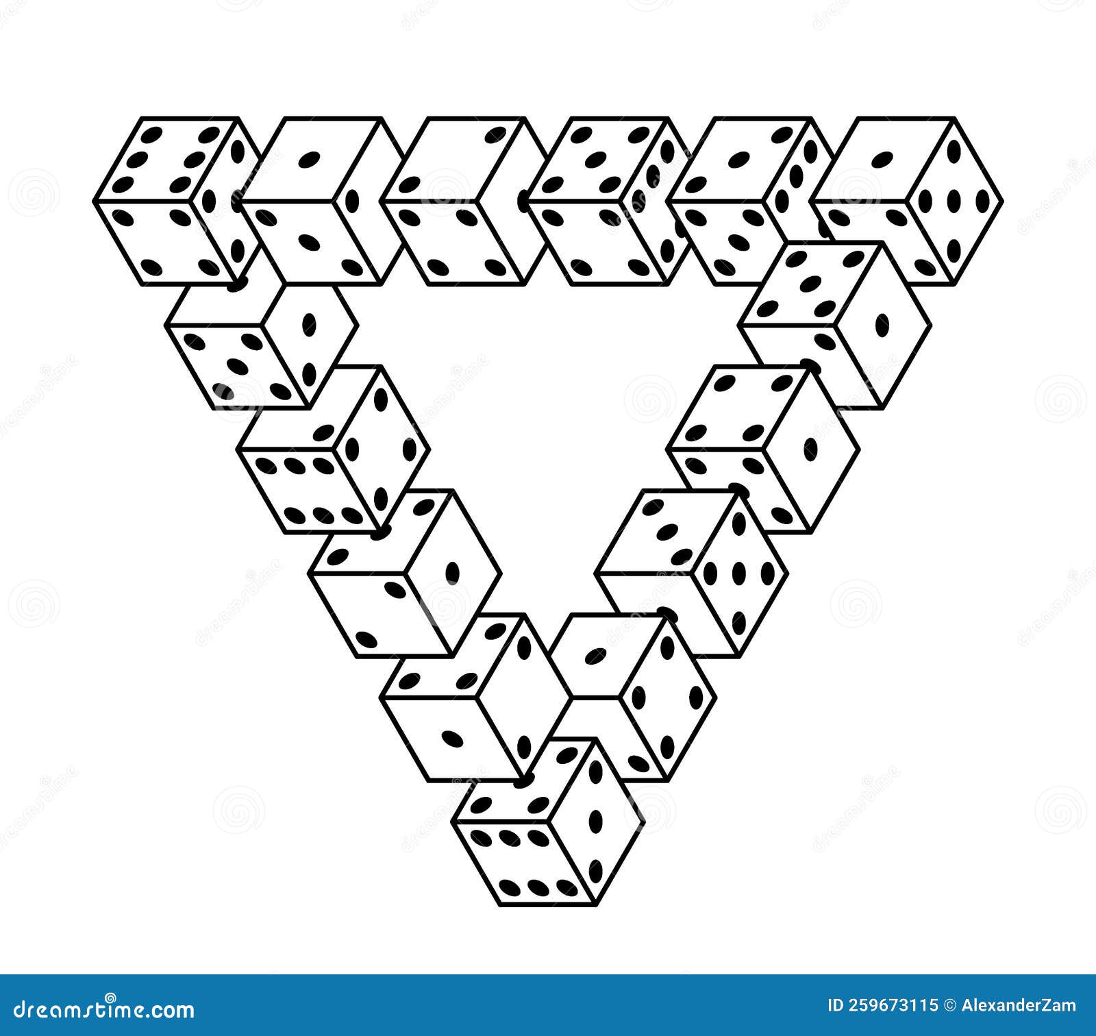 Impossible dice triangle stock vector. Illustration of illusion - 259673115