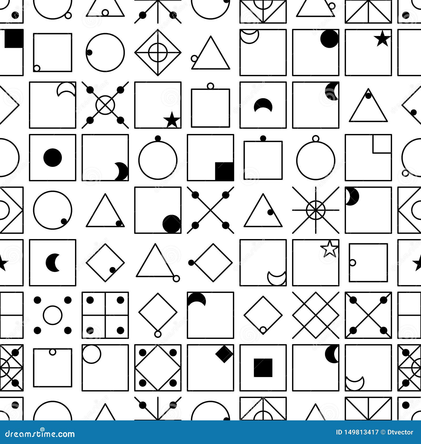 IQ Sign Black White Symmtery Seamless Pattern Stock Vector ...