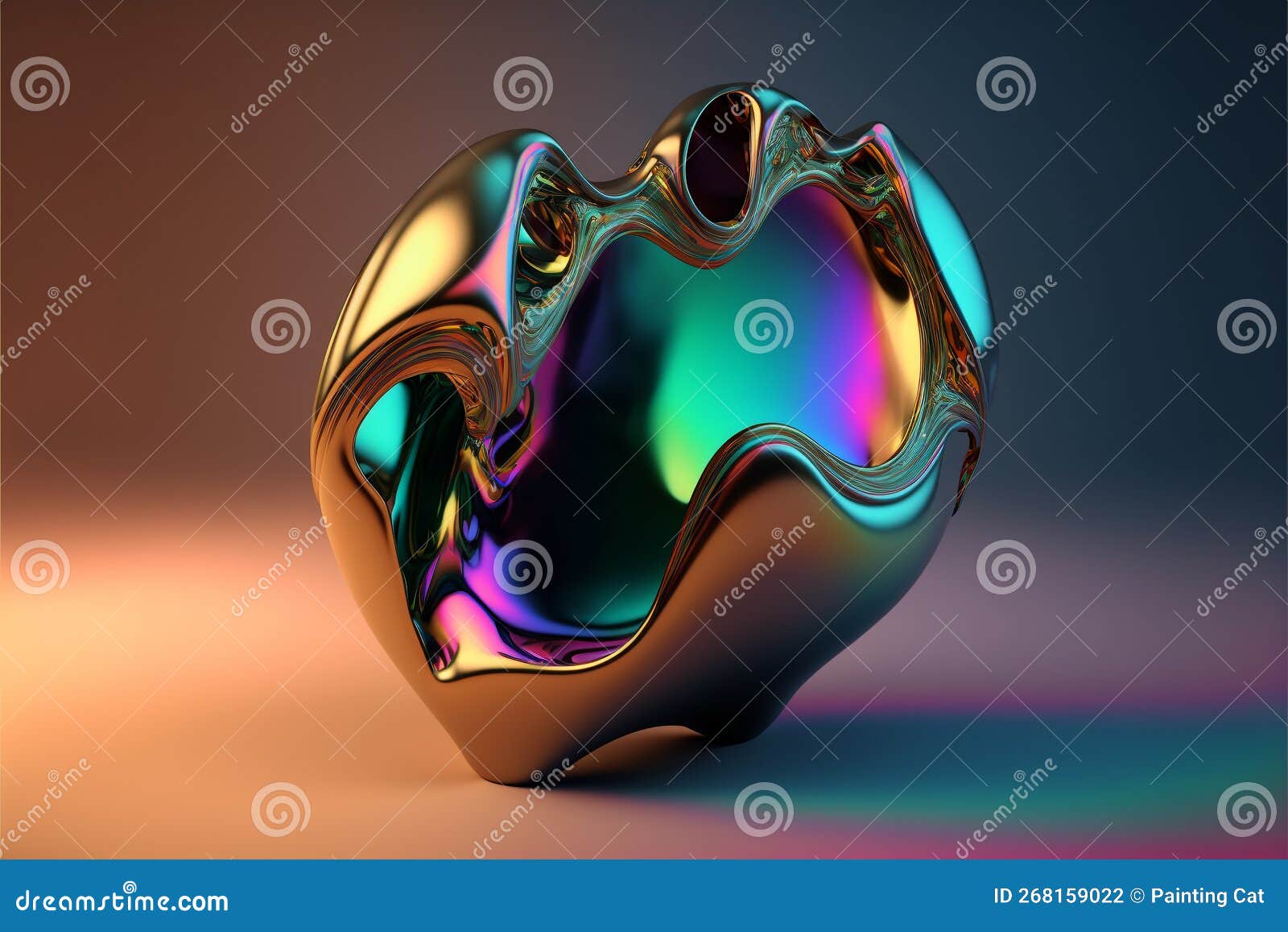 Abstract Iridescent Shape, Digital Illustration Painting Artwork, 3d ...