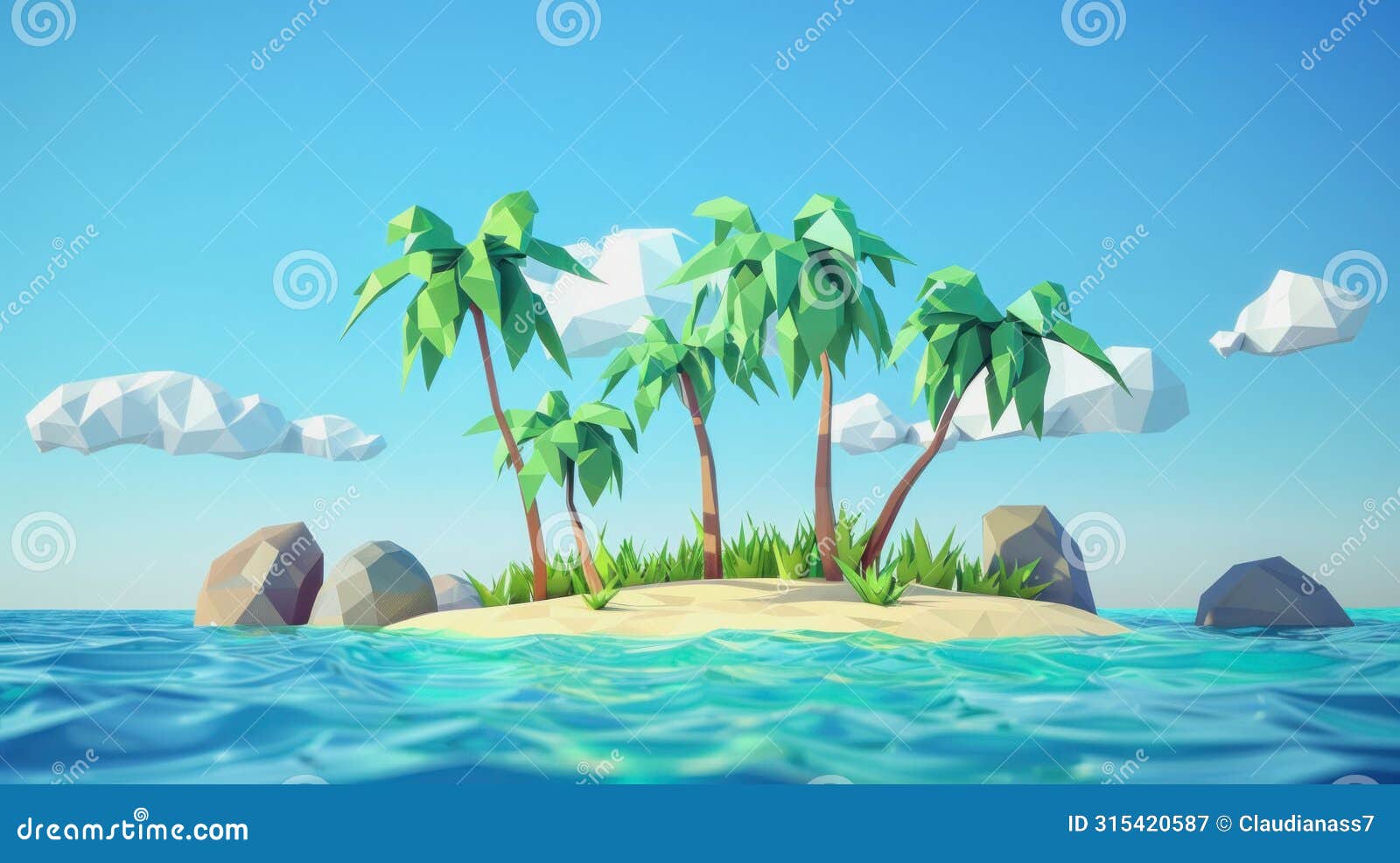 Illustration of an Abstract Island in Ocean in Cartoon Style Stock ...
