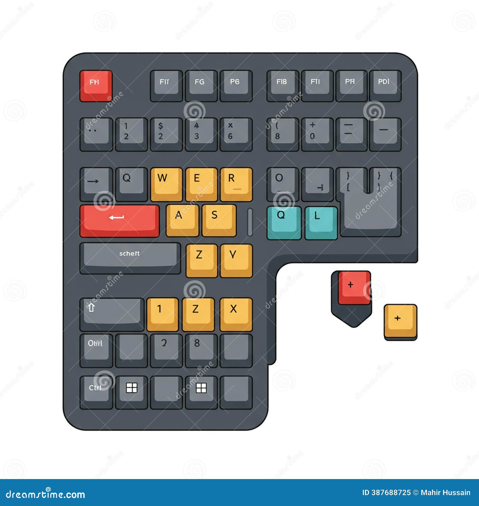 Illustration Of An Abstract Keyboard Layout, Featuring A Non-standard Design With Keys Royalty ...