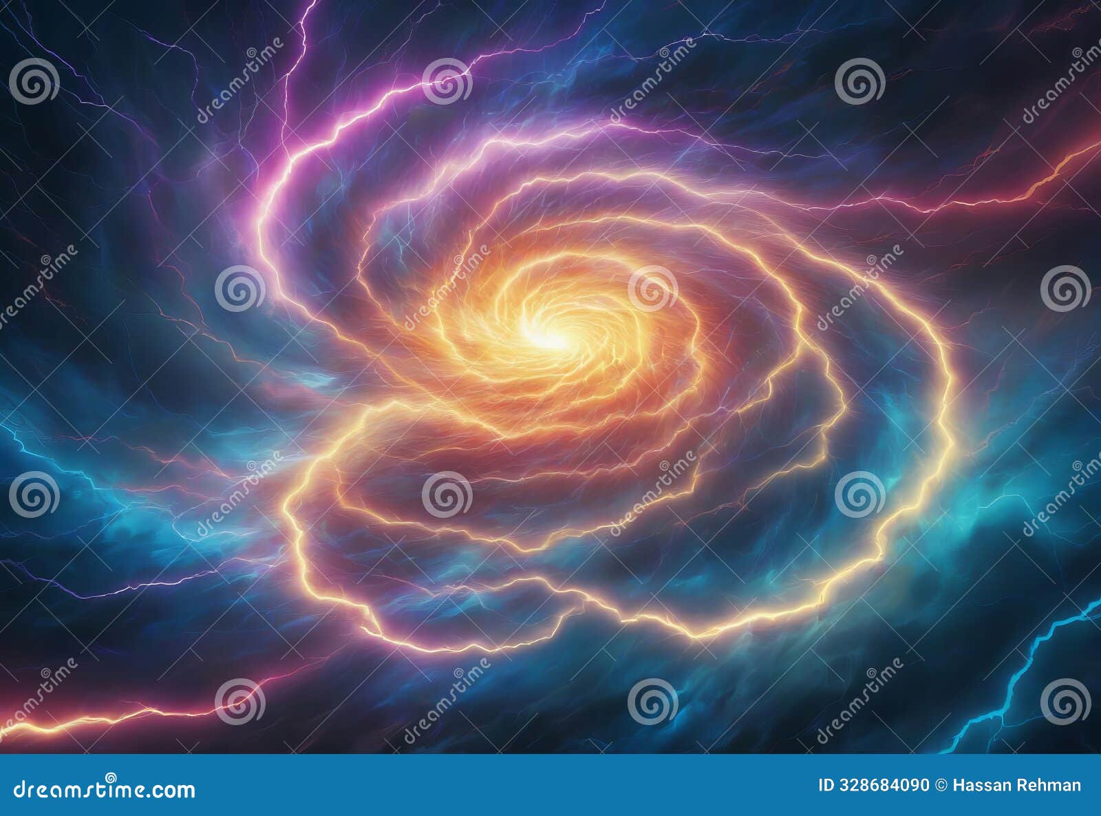 Illustration of an Abstract Lightning Spiral Background Stock ...