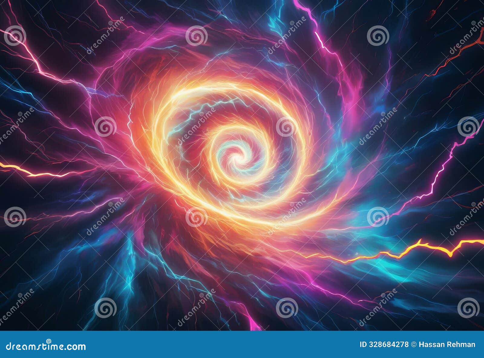 Illustration of an Abstract Lightning Spiral Background Stock ...