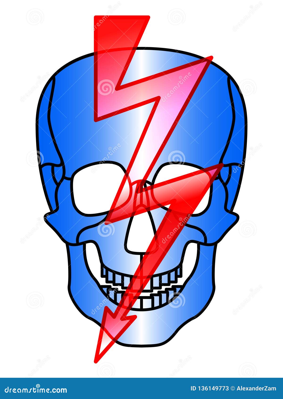 Lightning and skull stock vector. Illustration of shock - 136149773