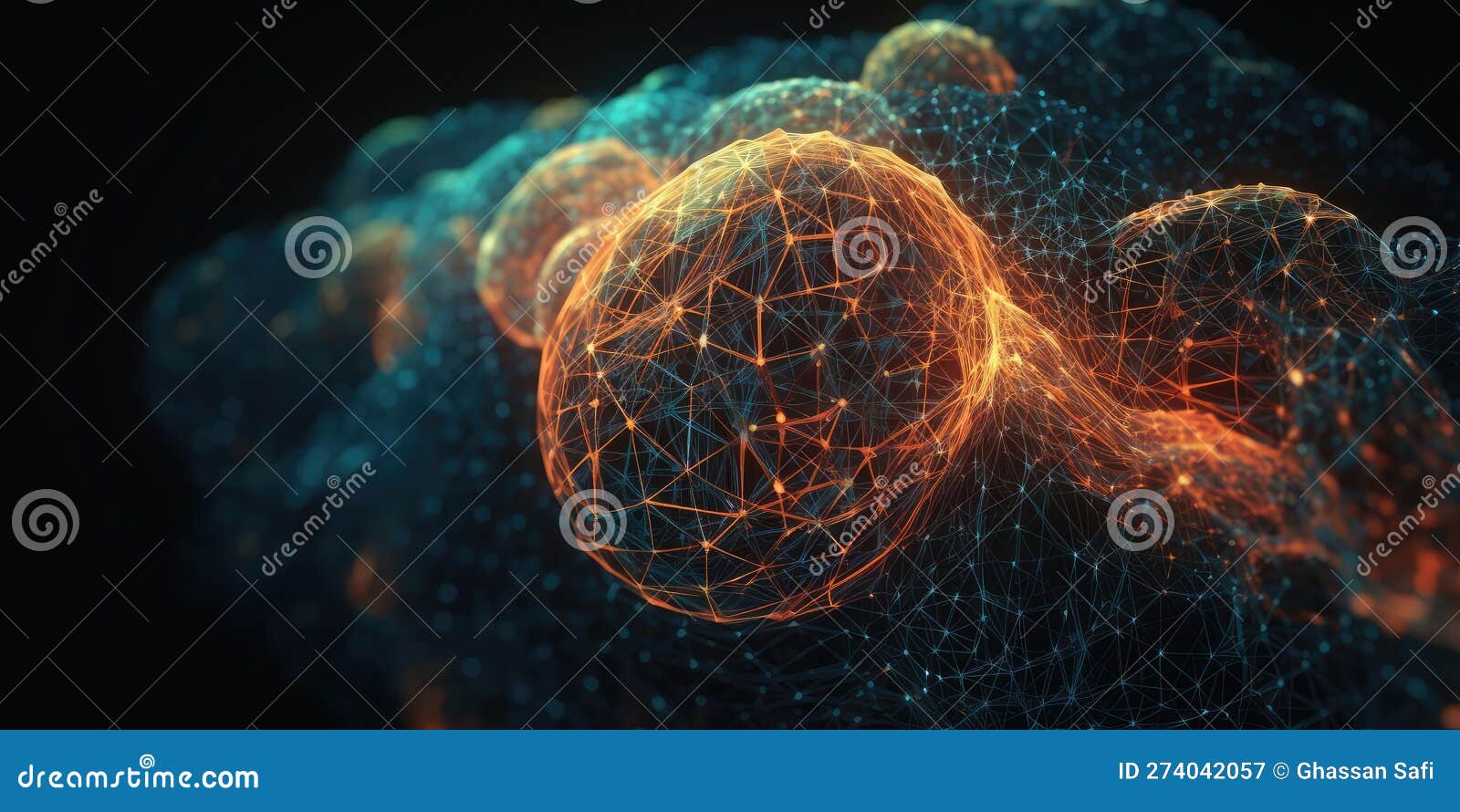 Fluid and Neural Networks in Dark Space Stock Illustration ...