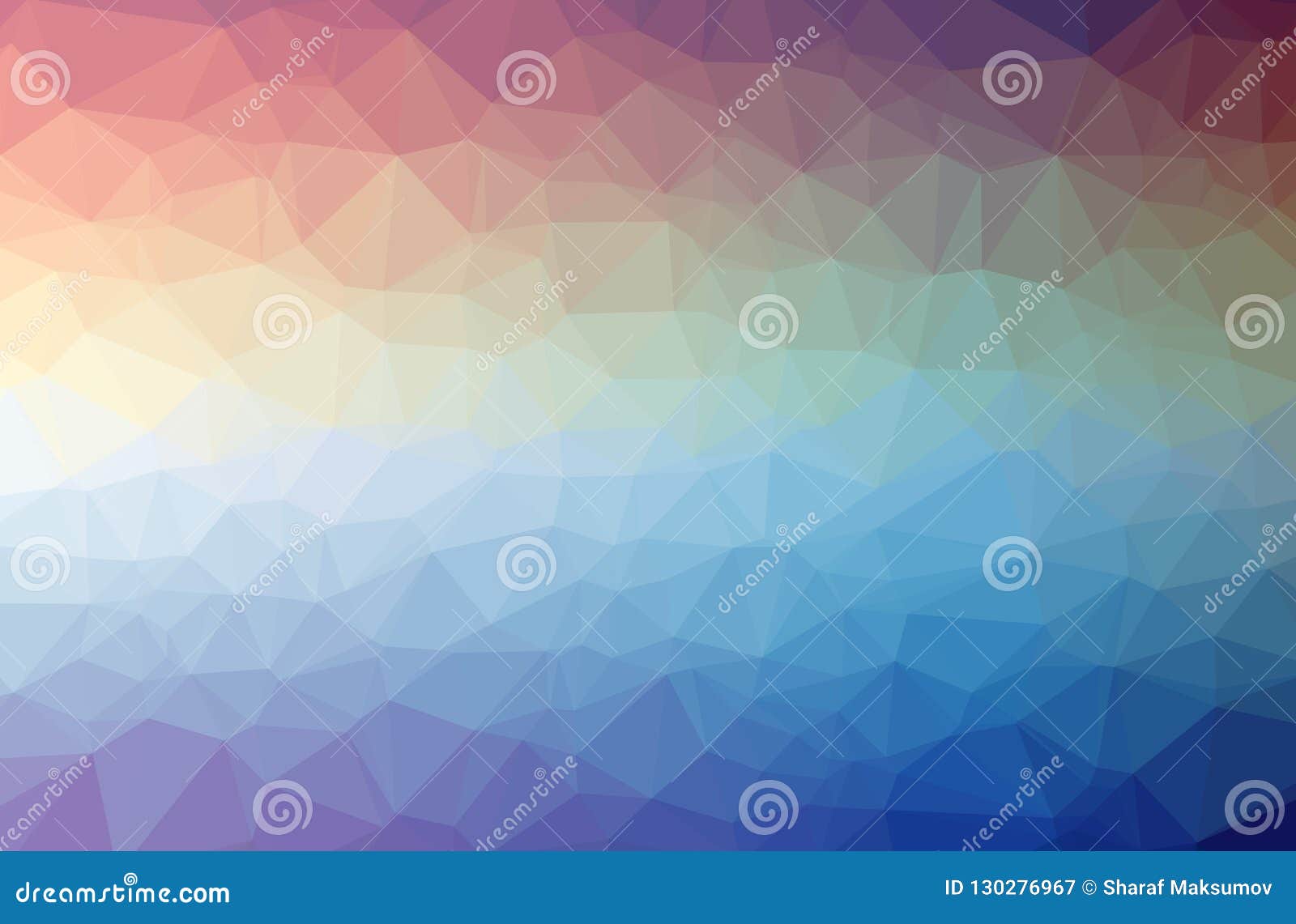 Illustration of Abstract Low Poly Blue Horizontal Background. Stock ...