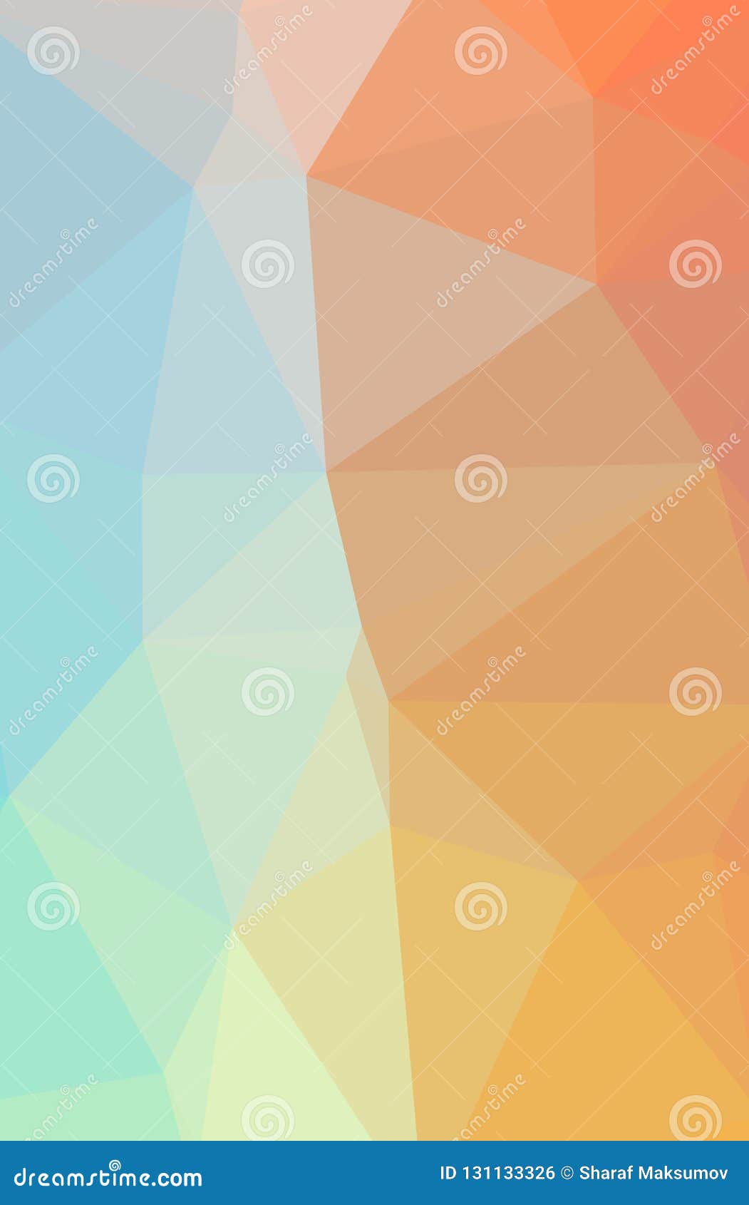 Illustration of Abstract Low Poly Orange and Aqua Vertical Background ...