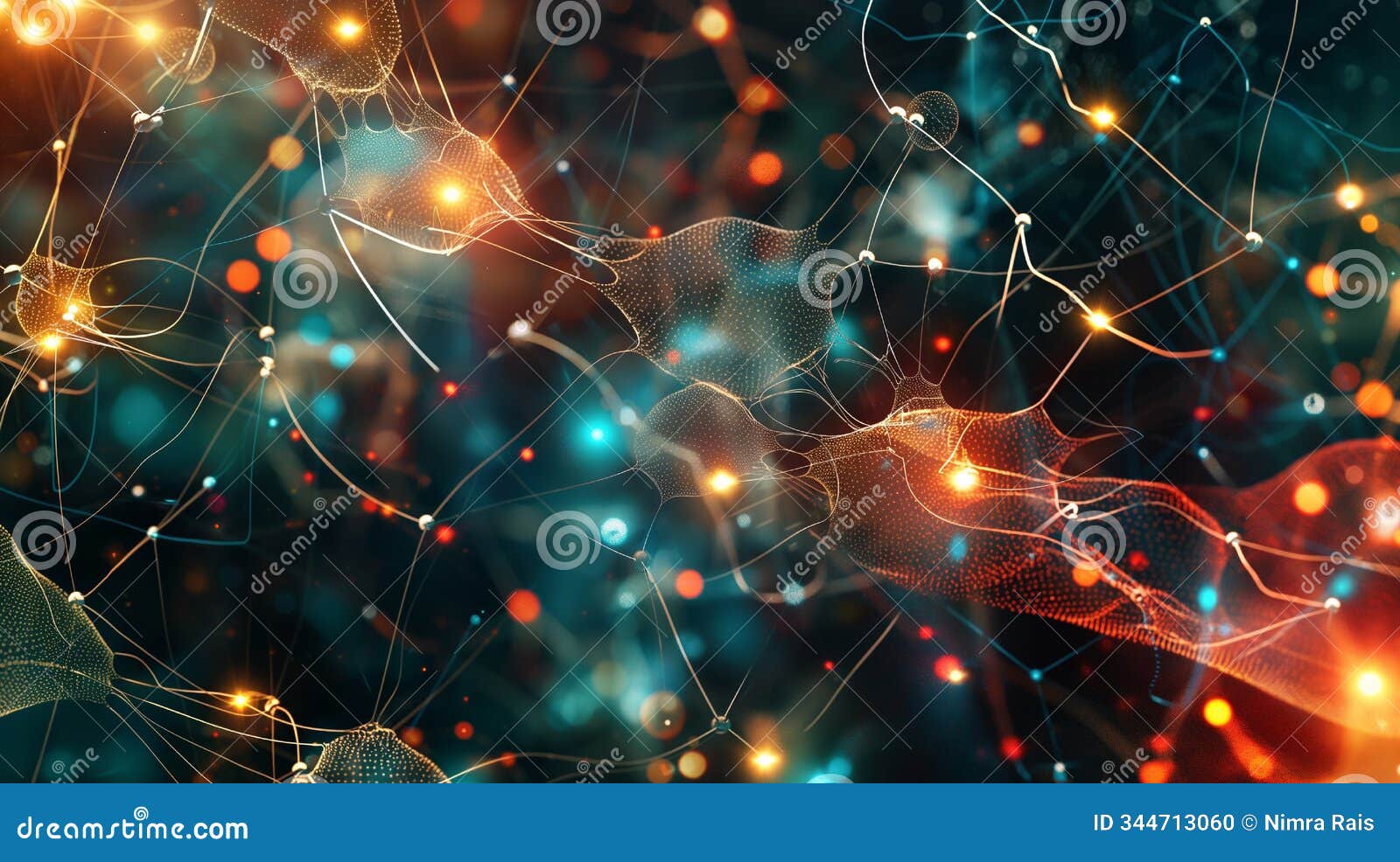 Illustration of Abstract Neuron on a Blue Background Stock Illustration ...
