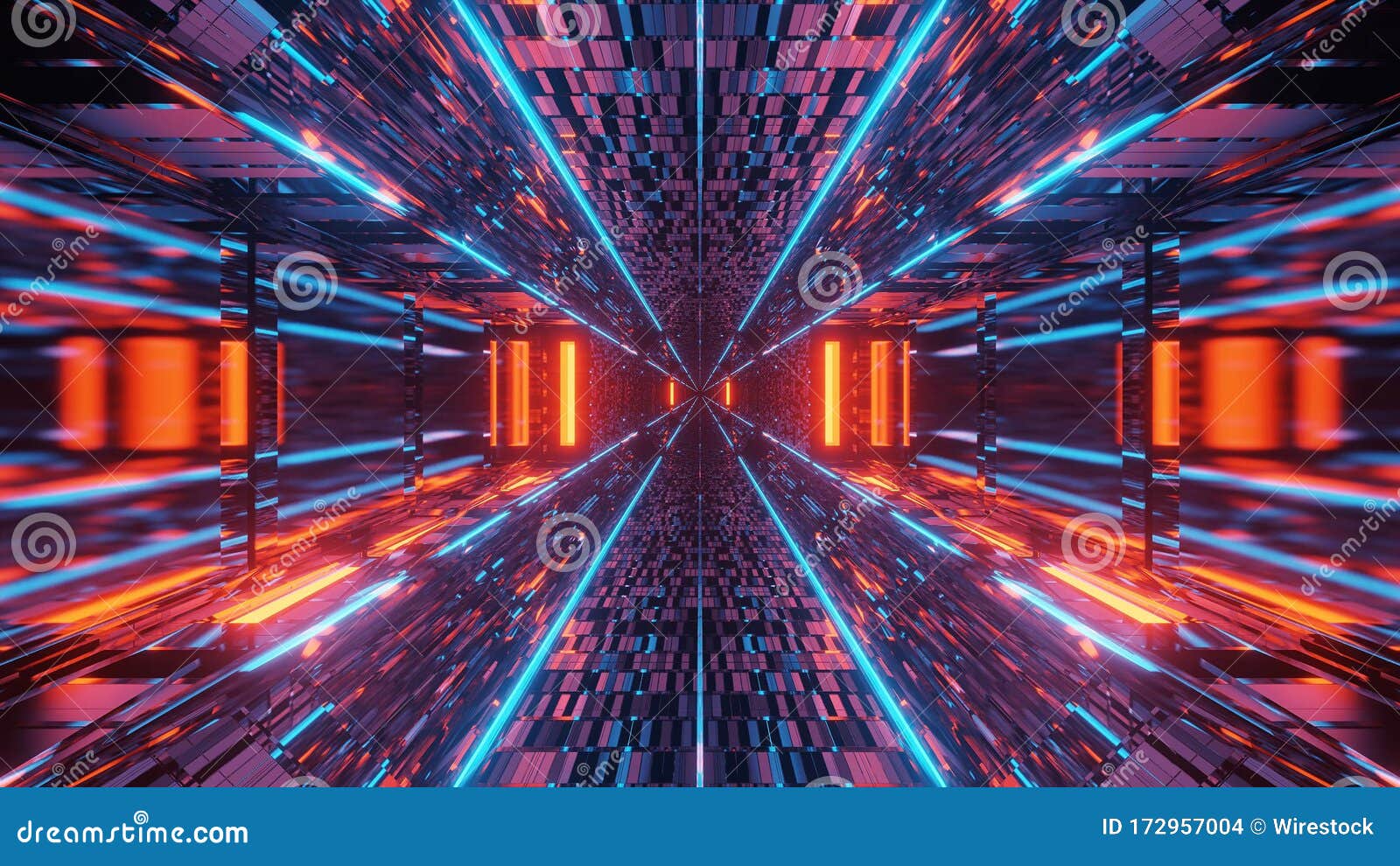 Illustration with Abstract Orange and Blue Light Effects Stock ...