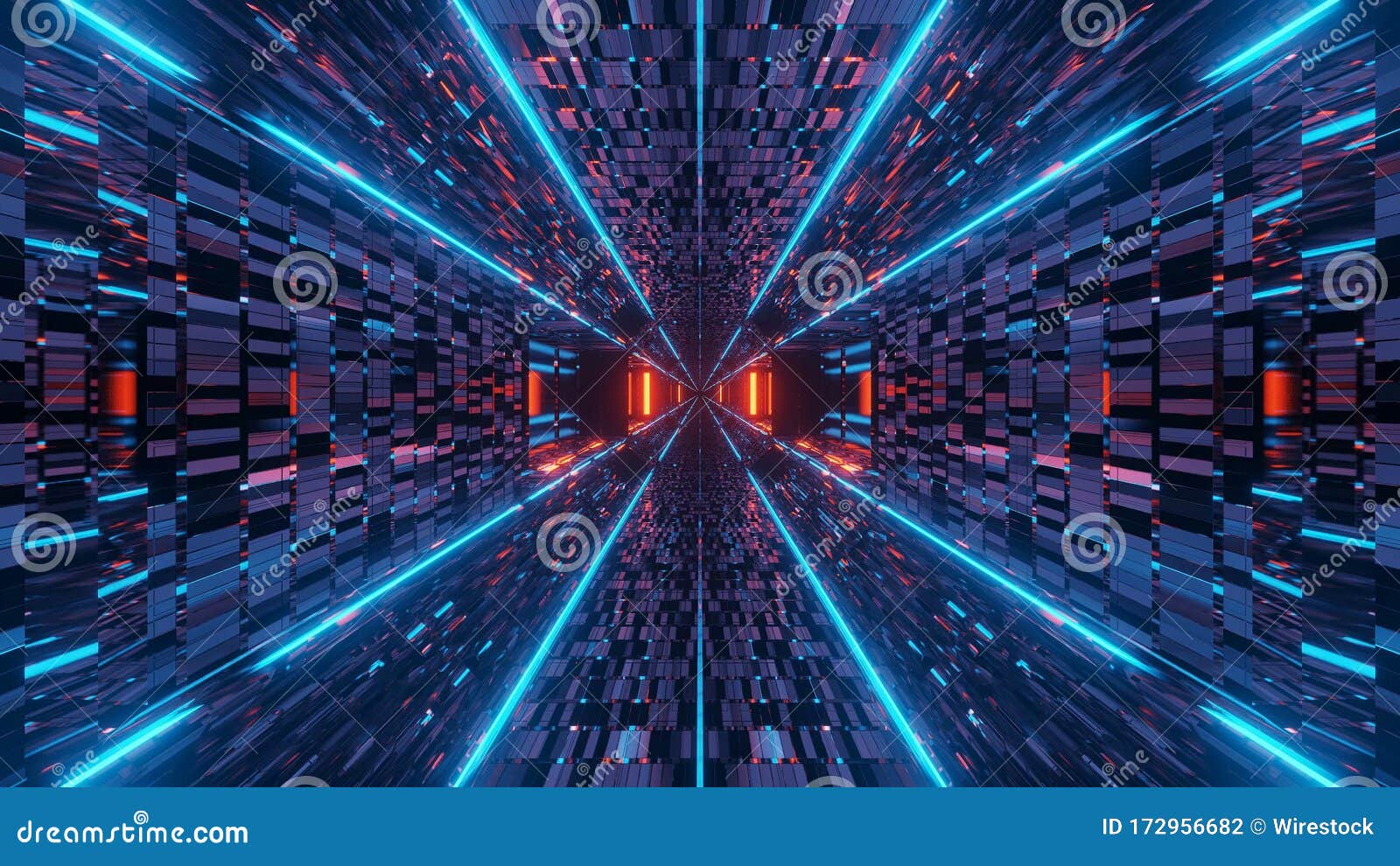 Illustration with Abstract Orange and Blue Light Effects Stock ...