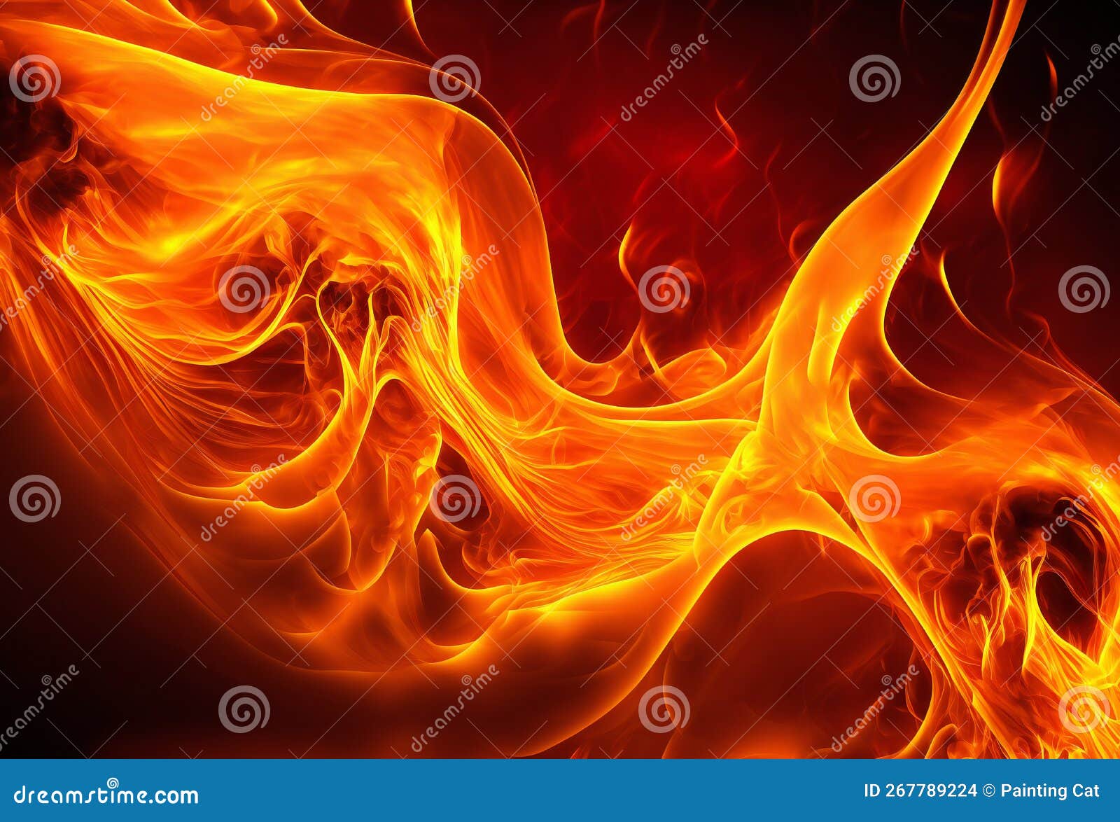 Abstract Orange Fire Background , Digital Illustration Painting Stock ...