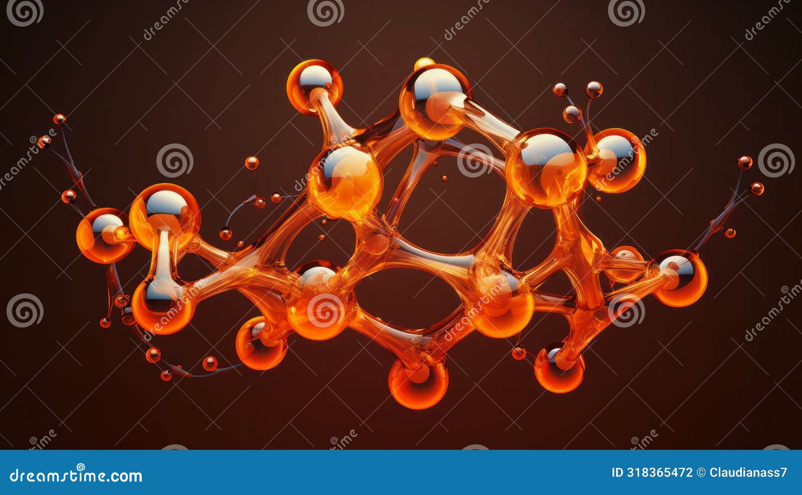 Illustration of an Abstract Orange Molecular Element Stock Photo ...