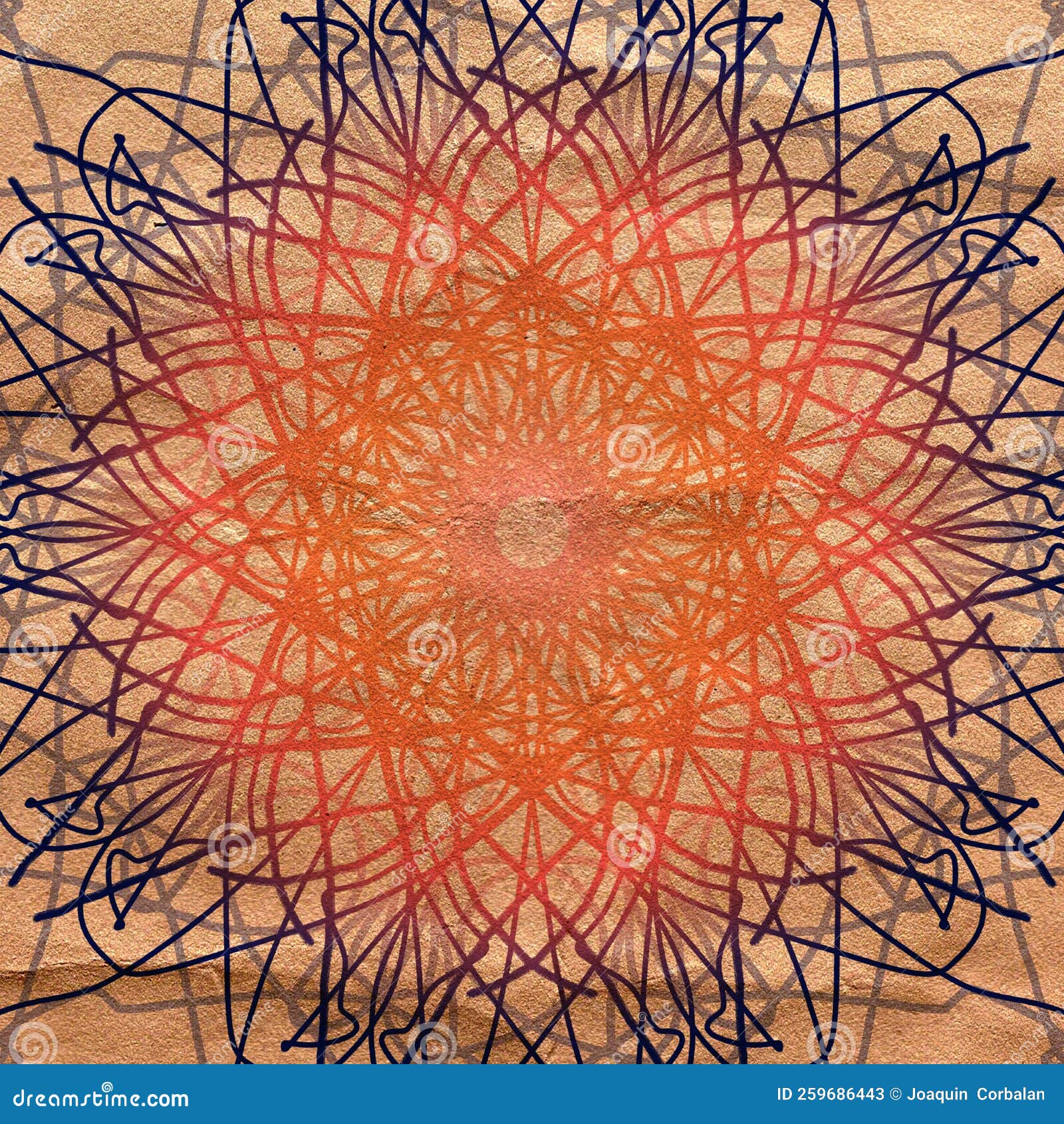 Illustration of an Abstract Orbiting Atomic Nucleus in Mandala Style ...