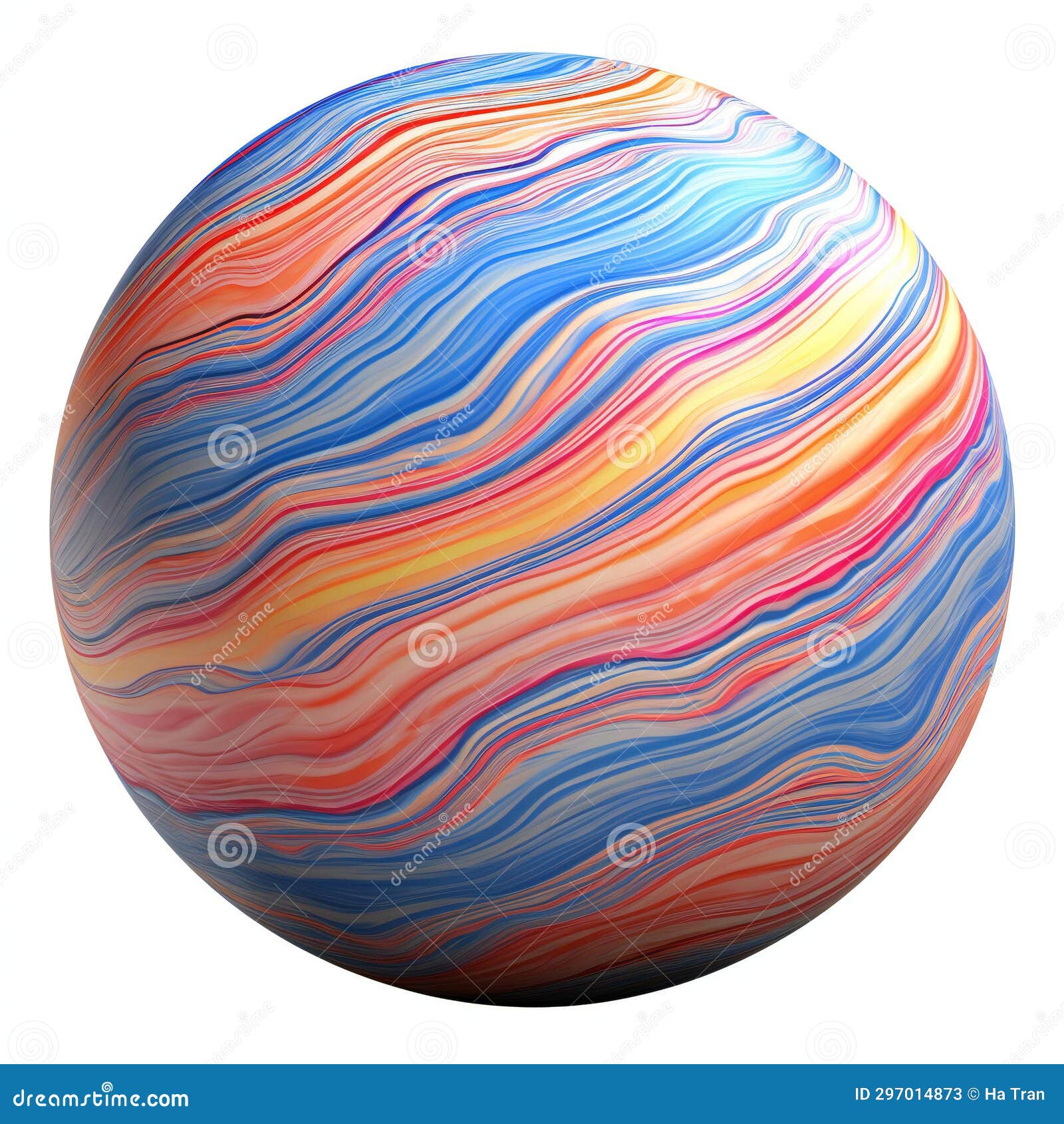 Illustration of an Abstract Planet with Colorful Stripes on a White ...