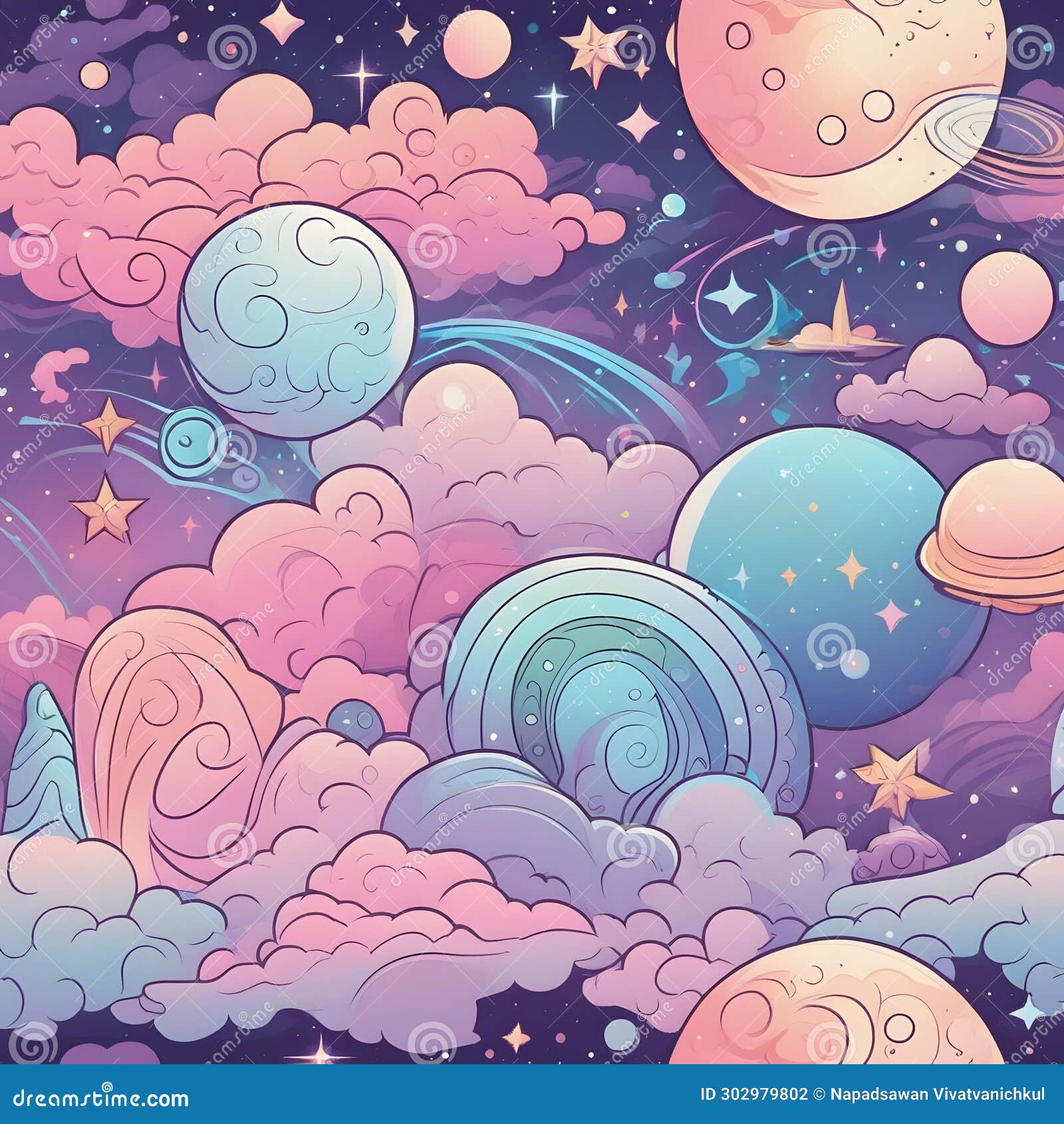 Illustration of Abstract Planets Background. Stock Illustration ...