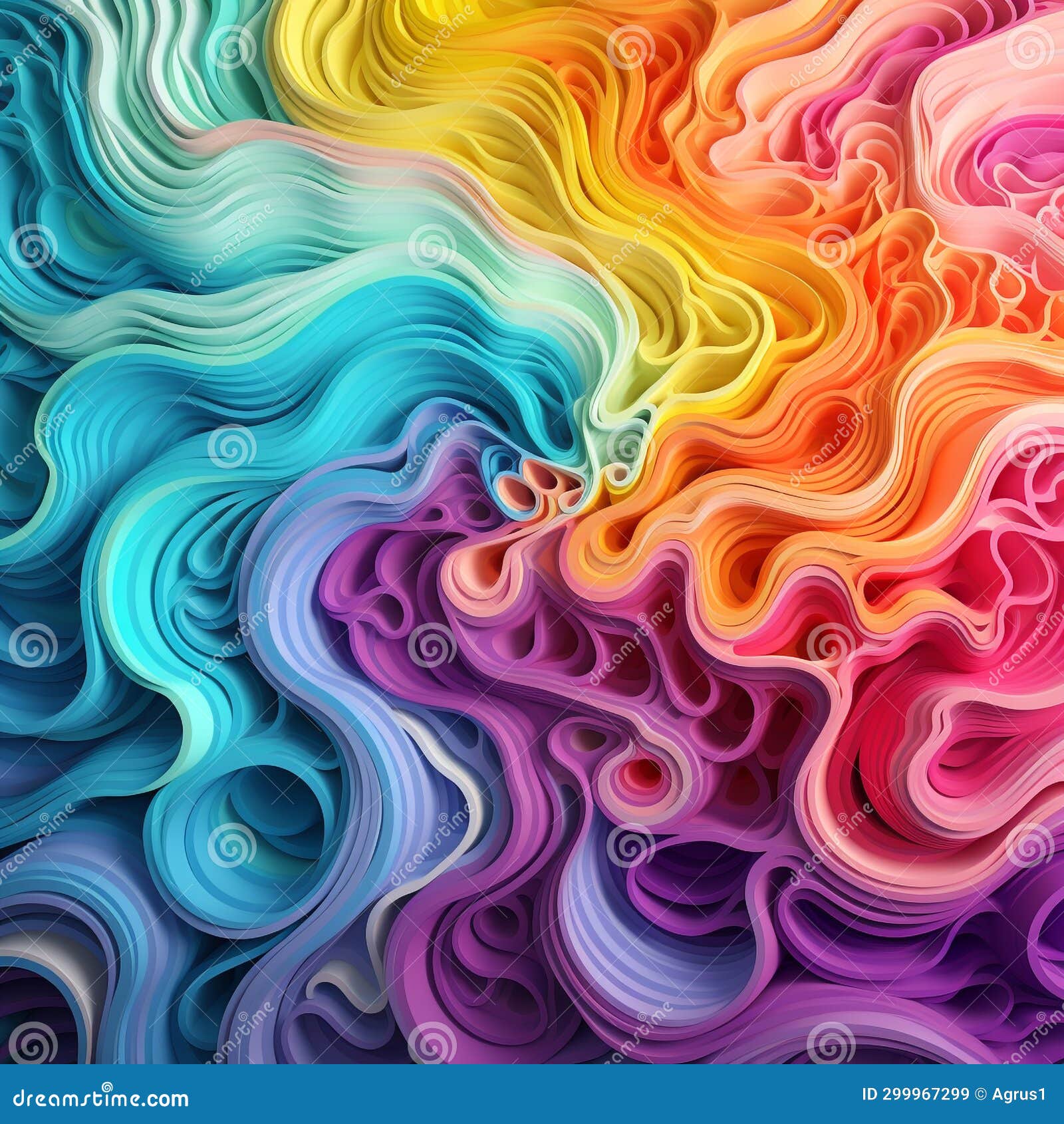 Illustration of Abstract Rainbow Waves Background. Generative AI Stock ...