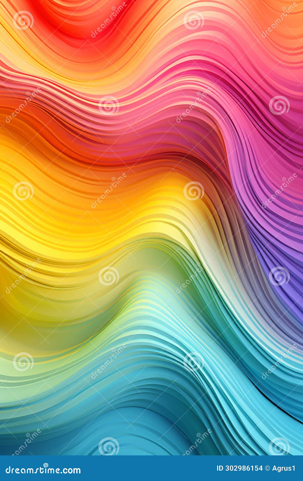 Illustration of Abstract Rainbow Waves Background. Generative AI Stock Illustration ...