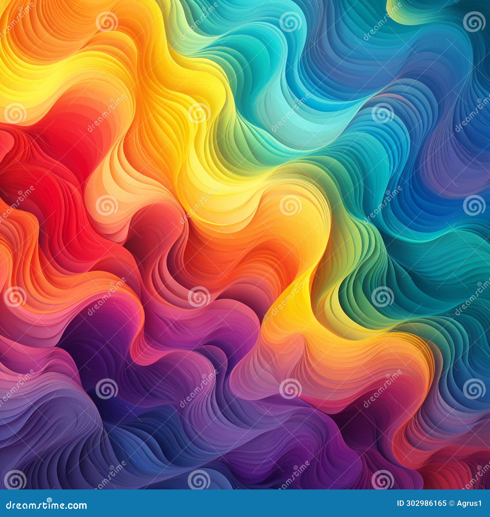 Illustration of Abstract Rainbow Waves Background. Generative AI Stock Illustration ...