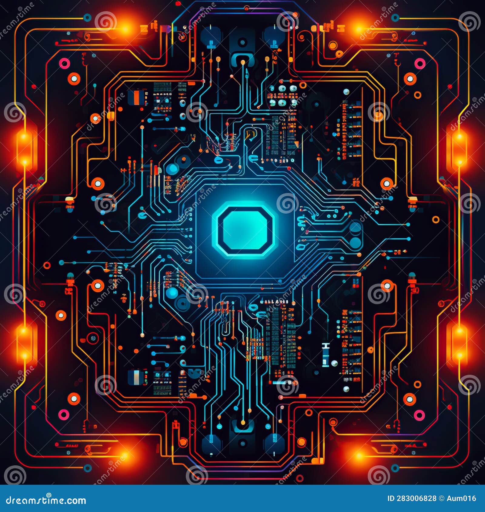 Abstract Representation. Multi-colored Computer Motherboard Lines Stock ...