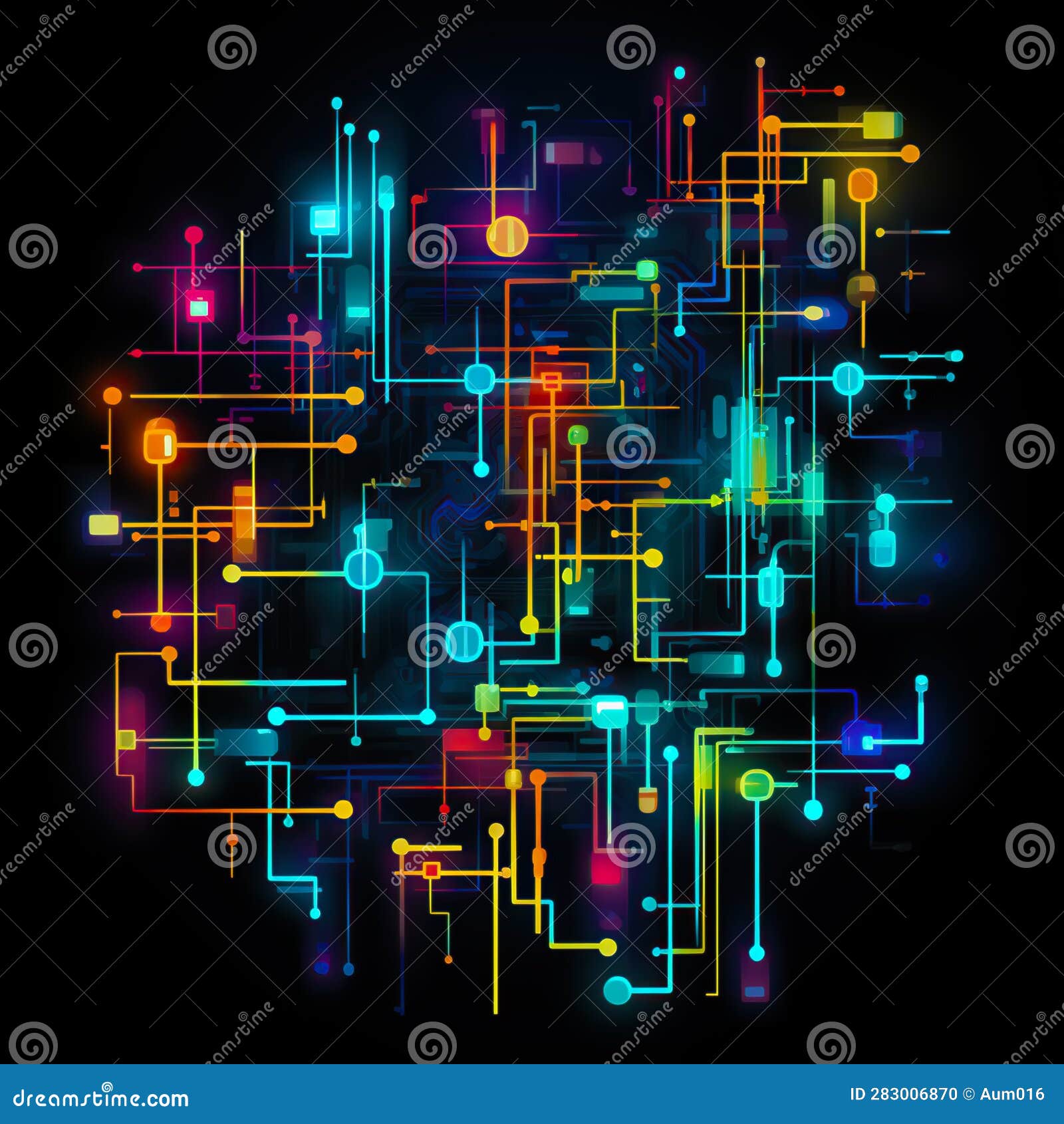 Abstract Representation. Multi-colored Computer Motherboard Lines Stock ...